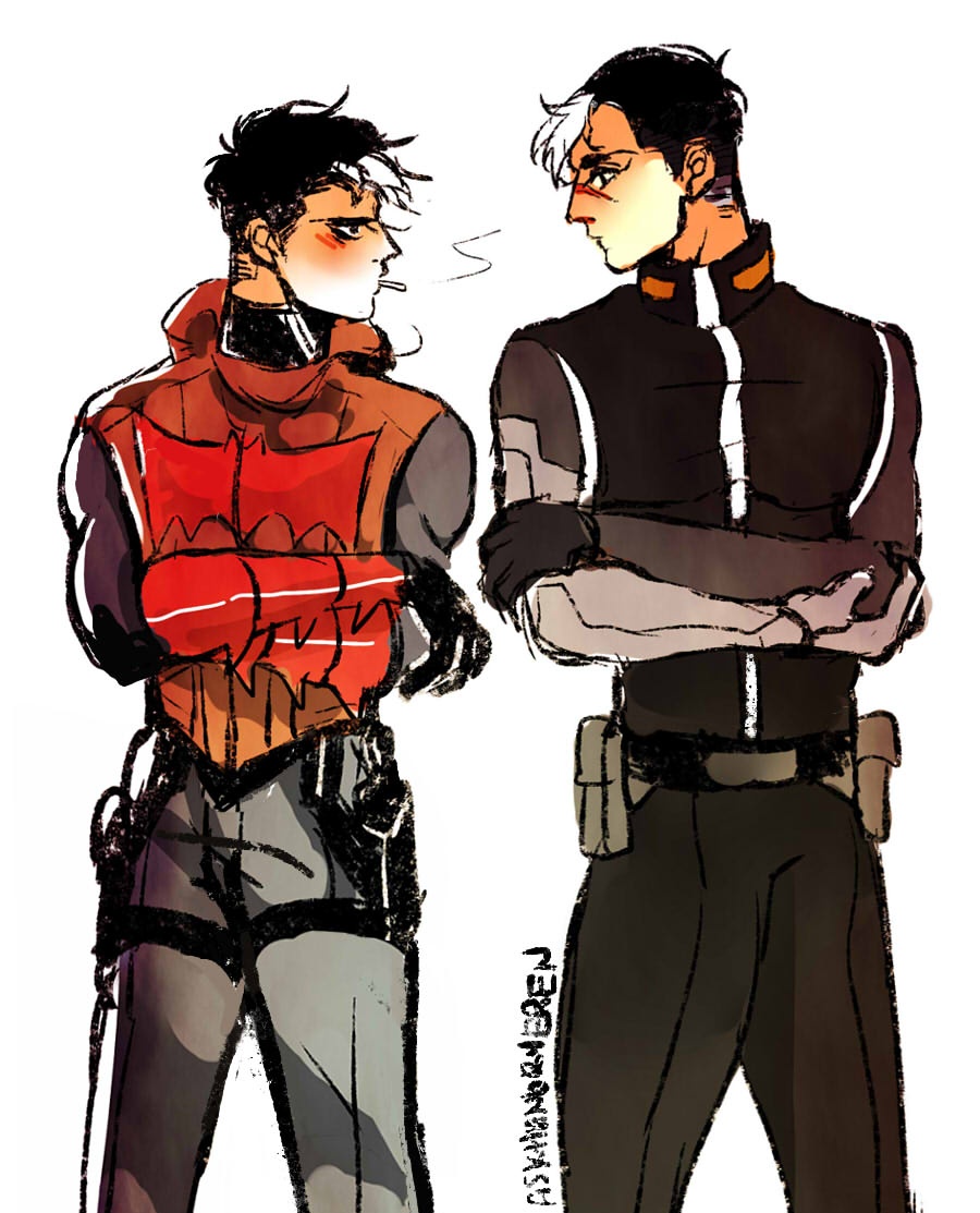 The Big ImageBoard (TBIB) - 2boys batman (series) black hair blush ...