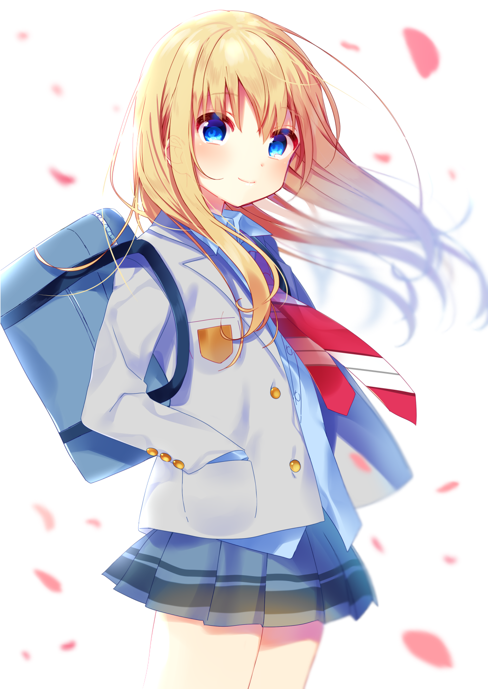 The Big ImageBoard (TBIB) - 1girl bad id bad pixiv id bag blazer blonde hair blue eyes blush ...