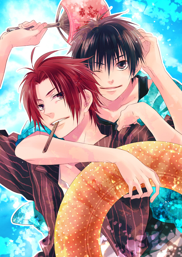 The Big ImageBoard (TBIB) - brown eyes brown hair fan hug original red ...