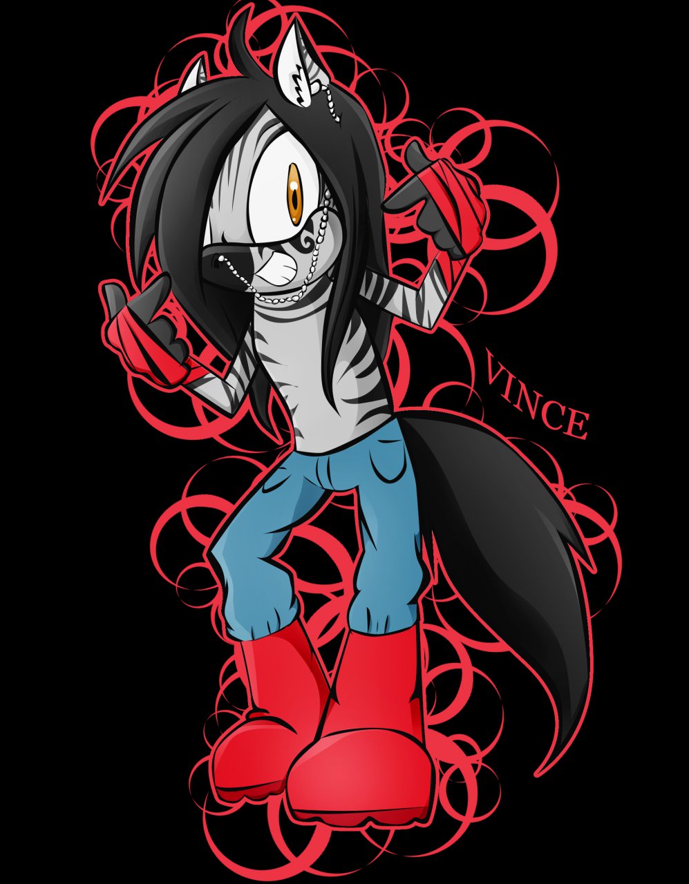 The Big ImageBoard (TBIB) - 2013 anthro big eyes black background black fur black hair black ...