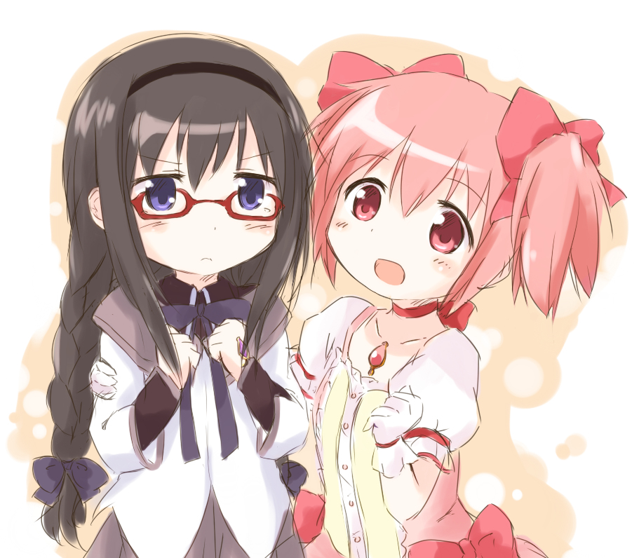 The Big Imageboard Tbib 2girls Akemi Homura Araki495 Black Hair Bow