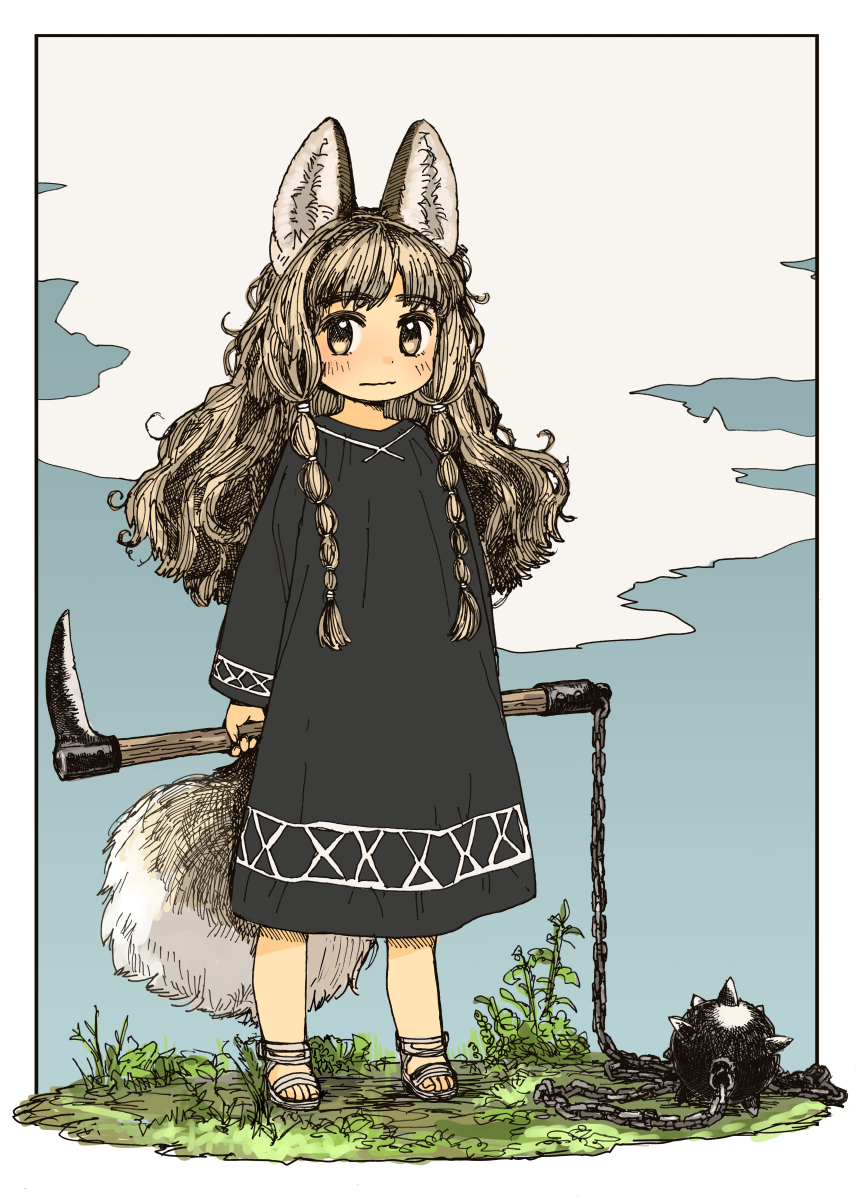 The Big ImageBoard (TBIB) - 1girl :| akai sashimi animal ears arms behind back big hair black ...