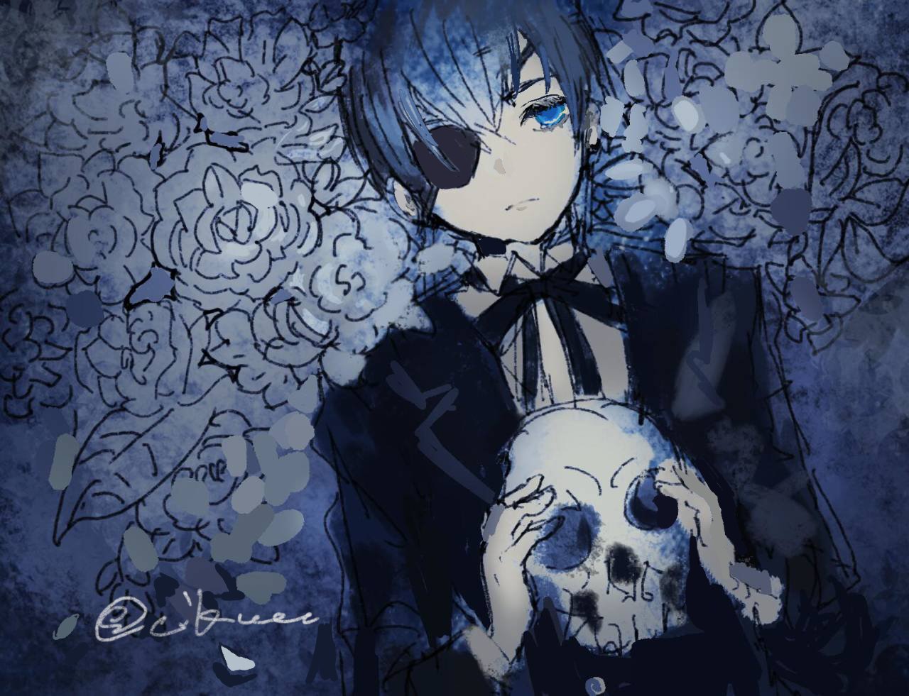The Big ImageBoard (TBIB) - 1boy artist name bishounen black suit blue eyes blue flower blue ...