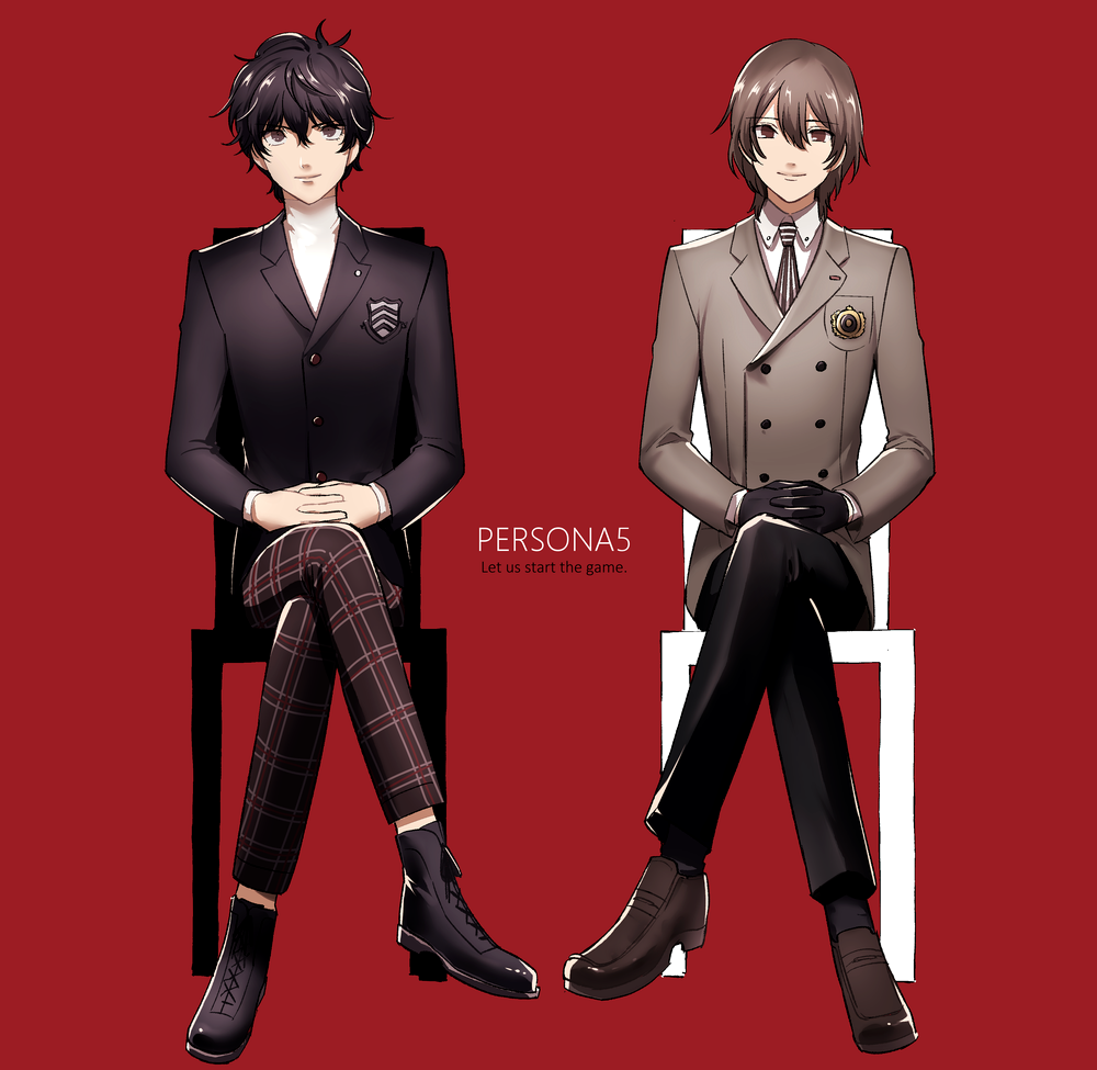 The Big ImageBoard (TBIB) - akechi gorou amamiya ren black gloves black hair brown eyes brown ...