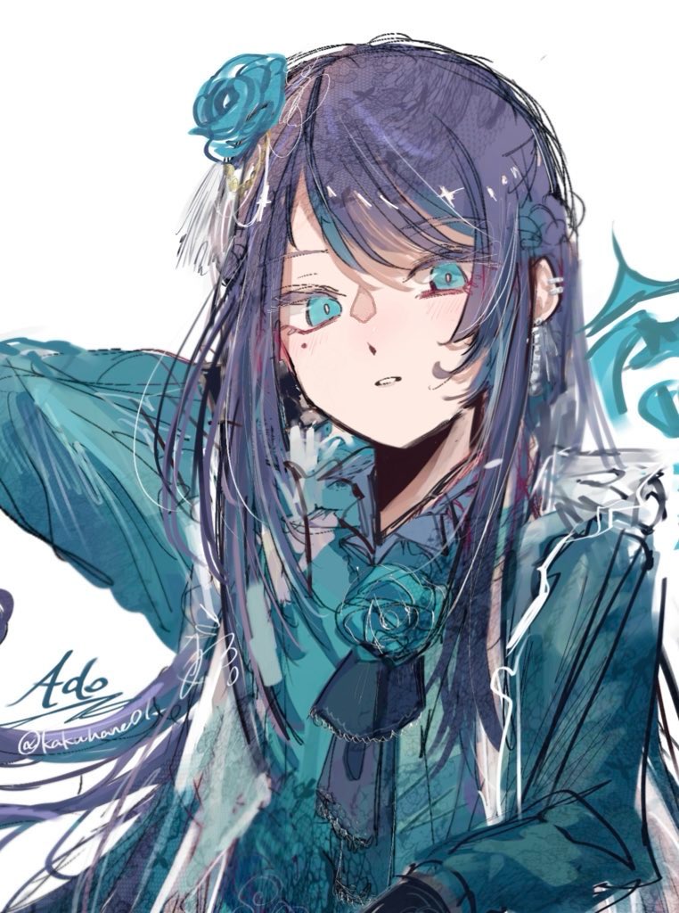 The Big ImageBoard (TBIB) - 1girl ado (utaite) blue coat blue flower ...