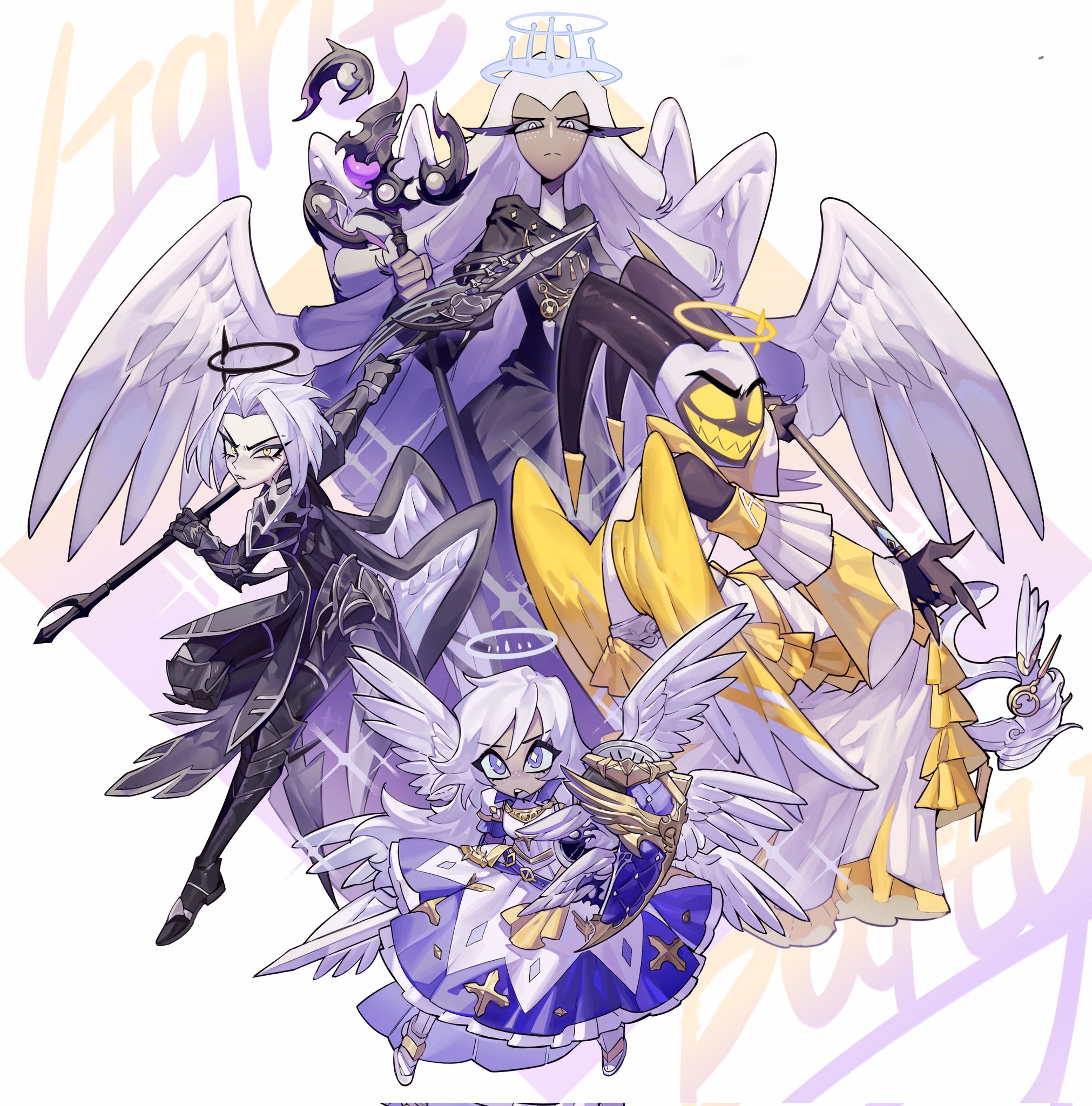 The Big ImageBoard (TBIB) - 1boy 3girls adam (hazbin hotel) amykem angel angel wings armor ...