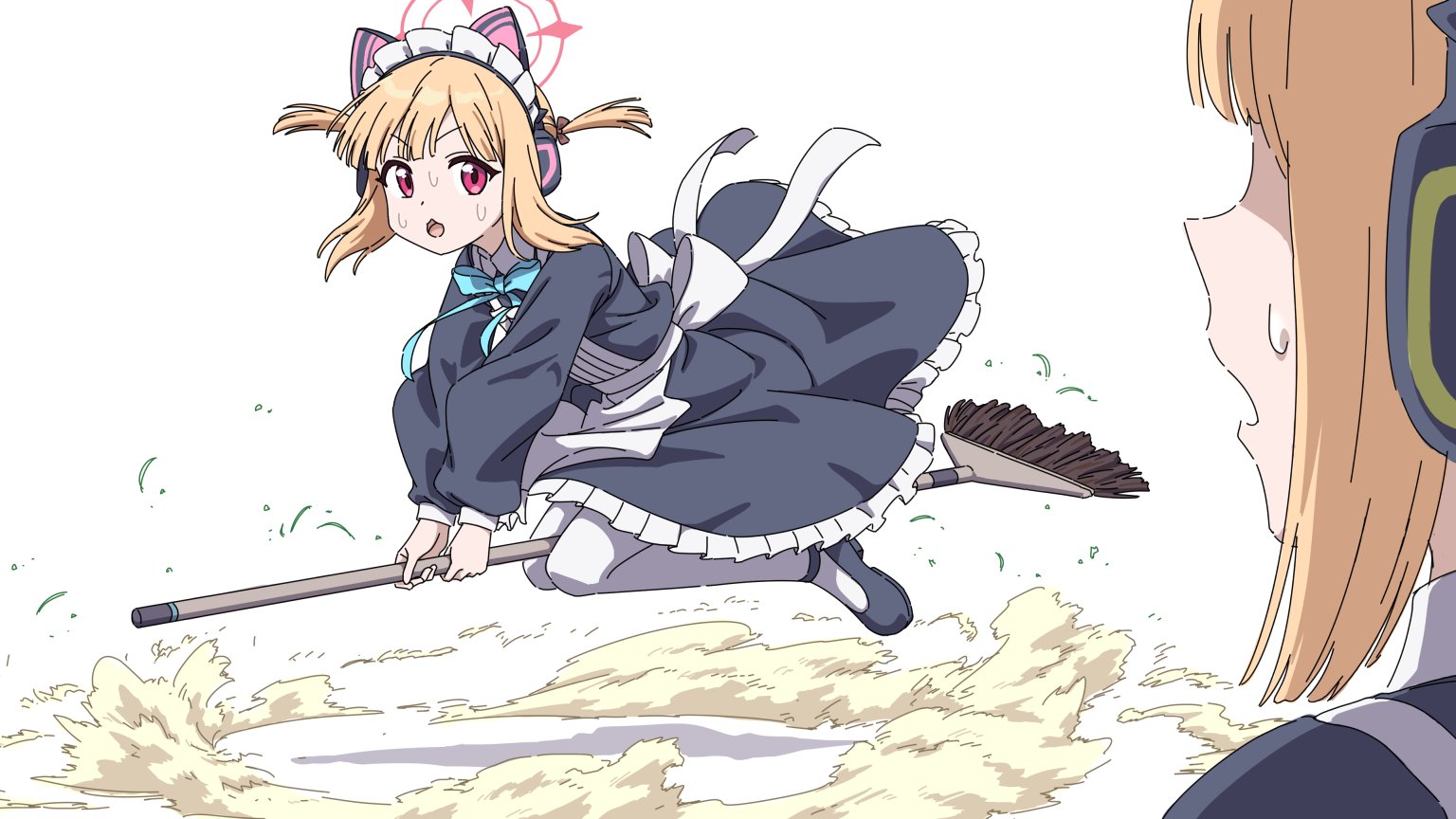 The Big ImageBoard (TBIB) - 2girls animal ear headphones animal ears apron blonde hair blue ...