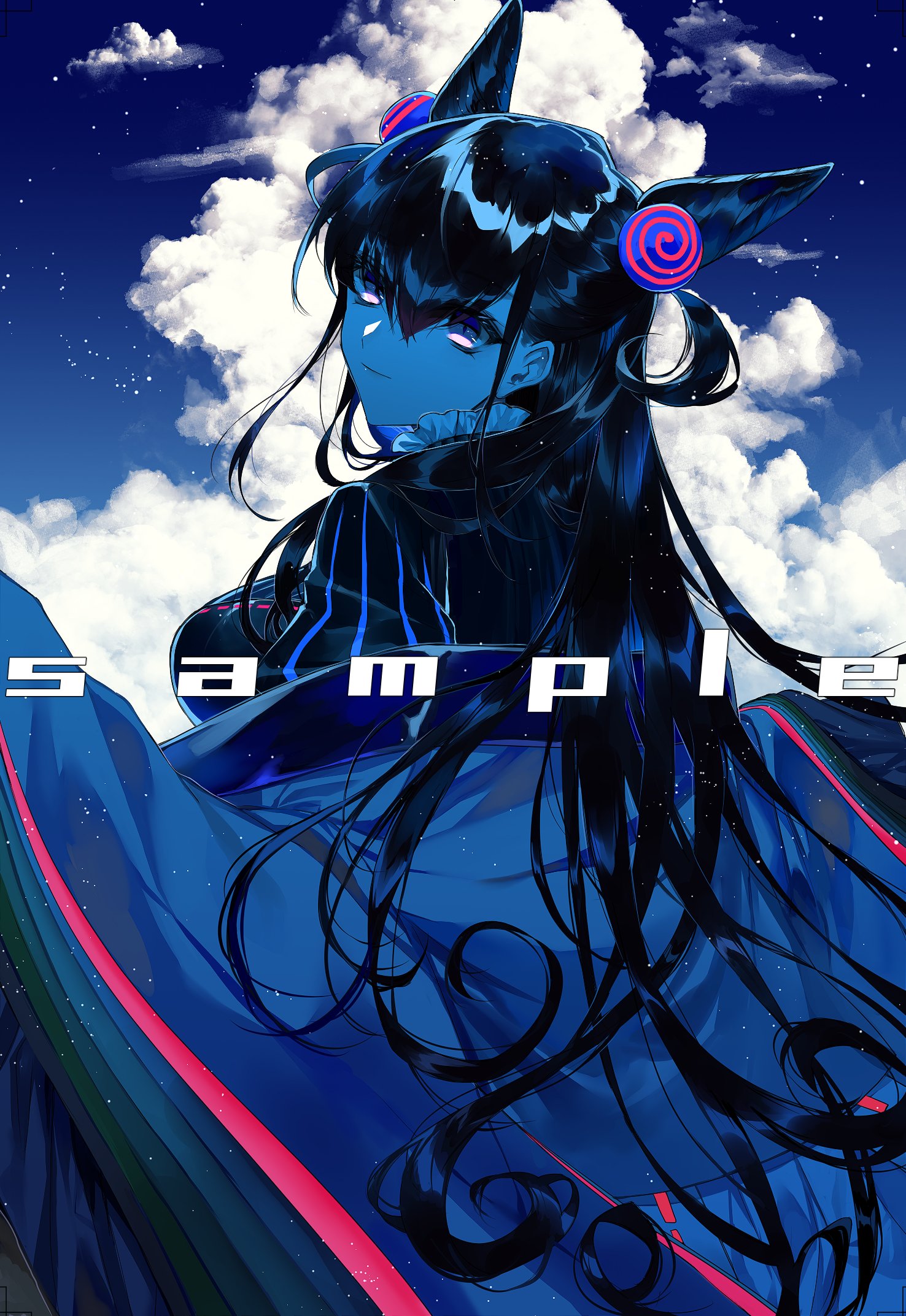 The Big ImageBoard (TBIB) - 1girl black dress black hair blue sky ...