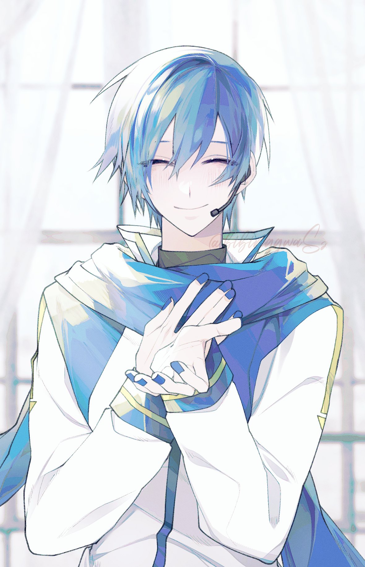 The Big ImageBoard (TBIB) - 1boy bibinggwas2 blue hair blue nails blue ...