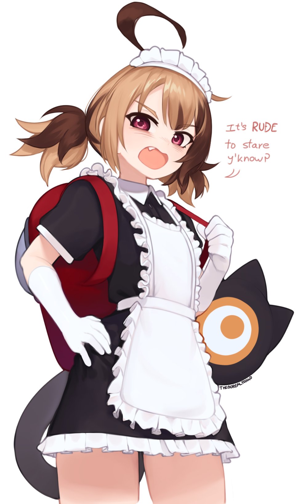The Big ImageBoard (TBIB) - 1girl ahoge alternate costume among us apron artist name backpack ...