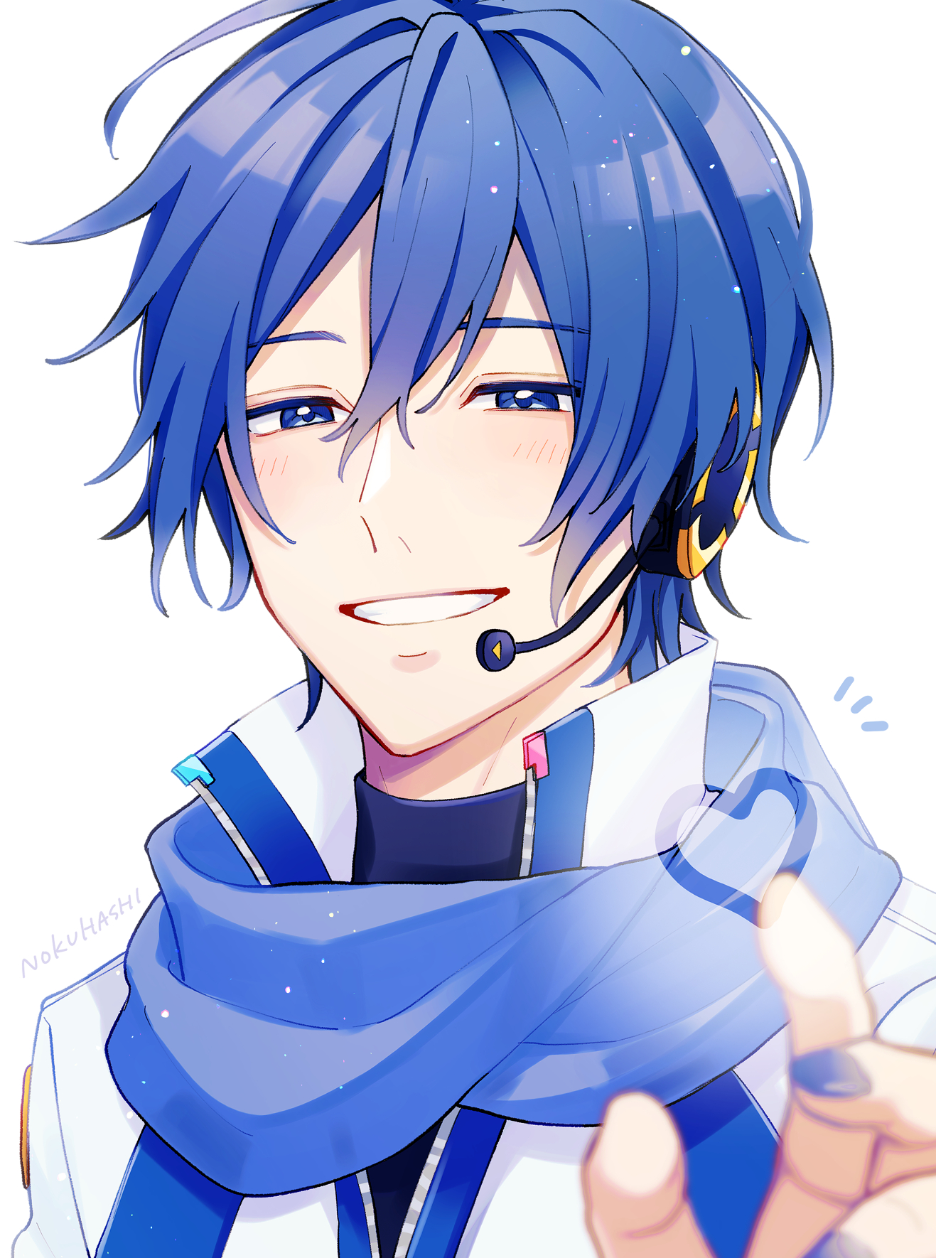 The Big ImageBoard (TBIB) - 1boy black shirt blue eyes blue hair blue ...