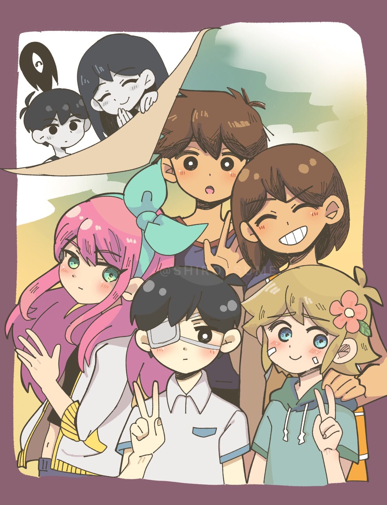 The Big ImageBoard (TBIB) - 2girls 5boys alternate costume artist name aubrey (faraway) (omori ...