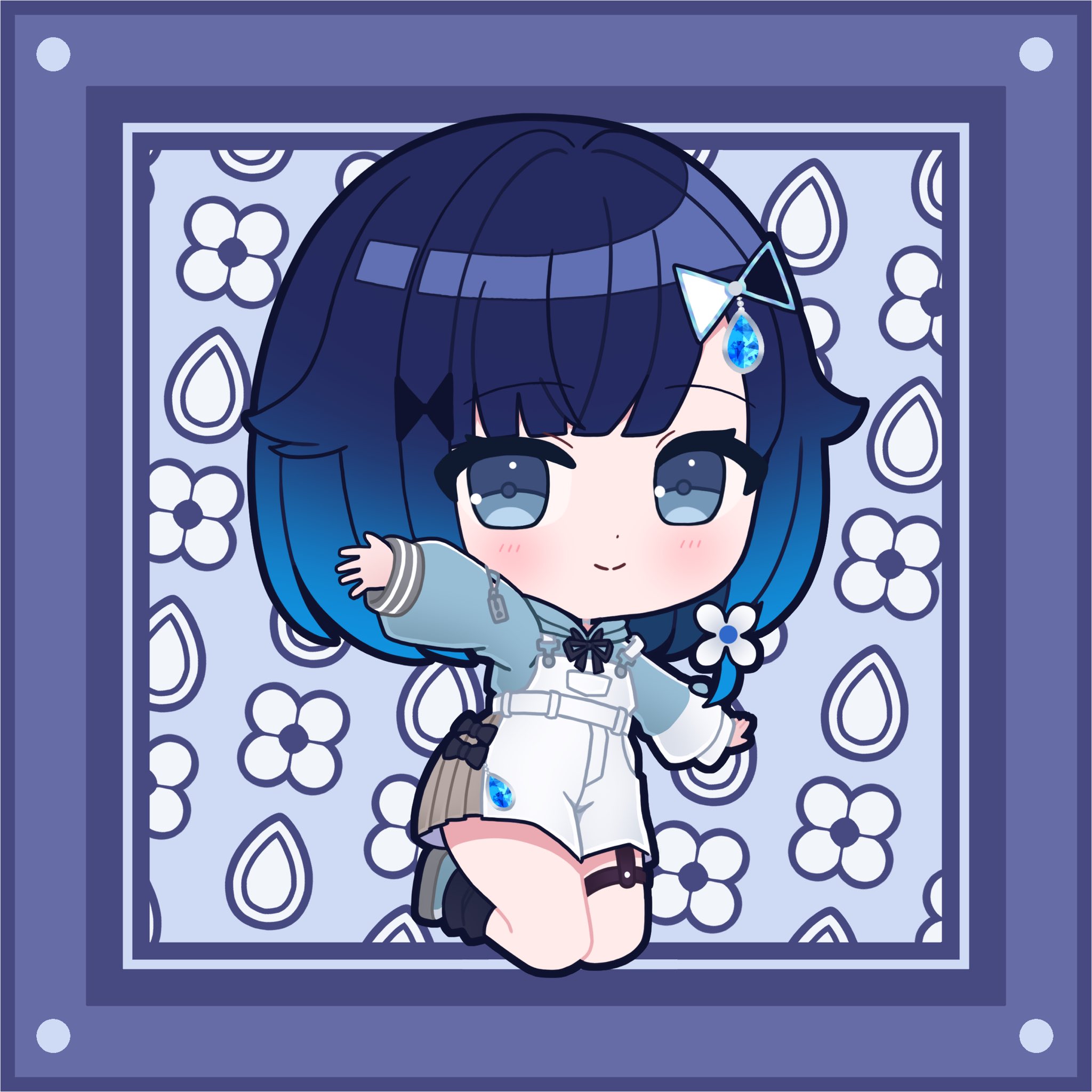 The Big ImageBoard (TBIB) - 1girl blue eyes blue hair blush chibi gem ...