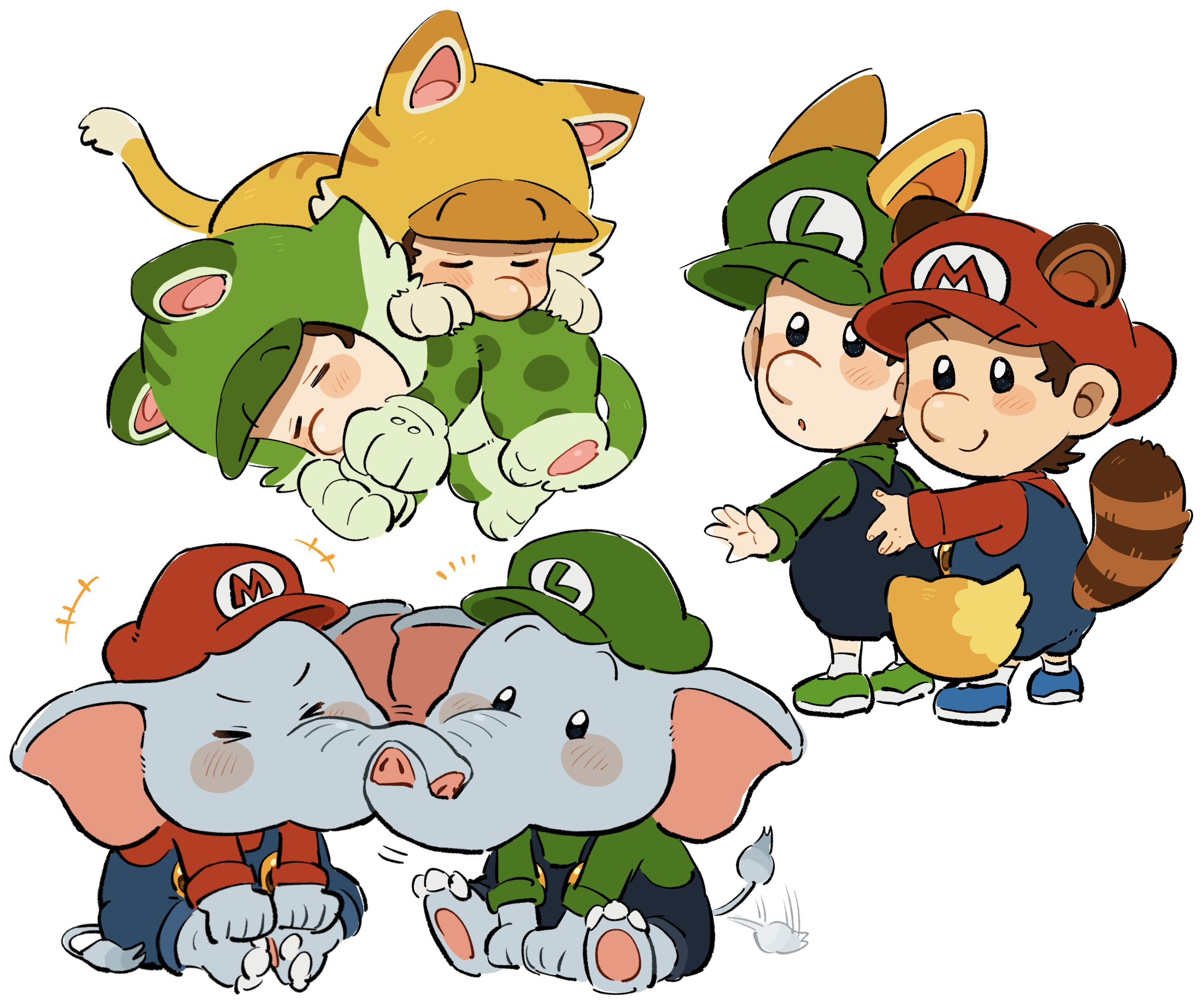 The Big ImageBoard (TBIB) - 2boys baby luigi baby mario blue overalls ...