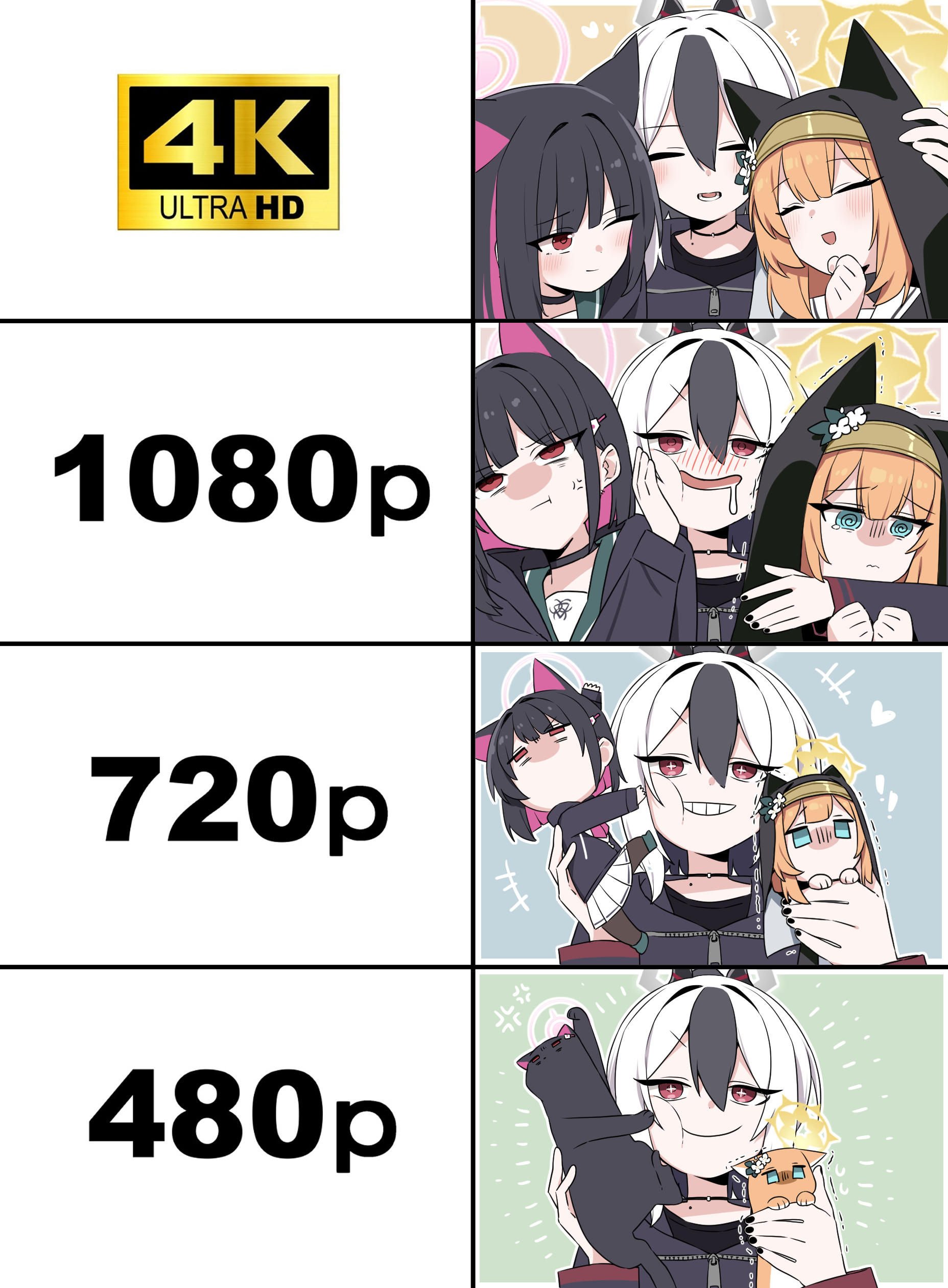 The Big ImageBoard (TBIB) - 3girls absurdres anger vein animal ears b.t. (boob tong) black ...