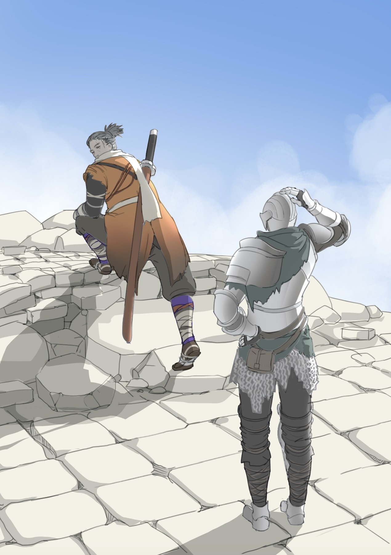 The Big ImageBoard (TBIB) - 2boys armor ashen one (dark souls 3) coat ...