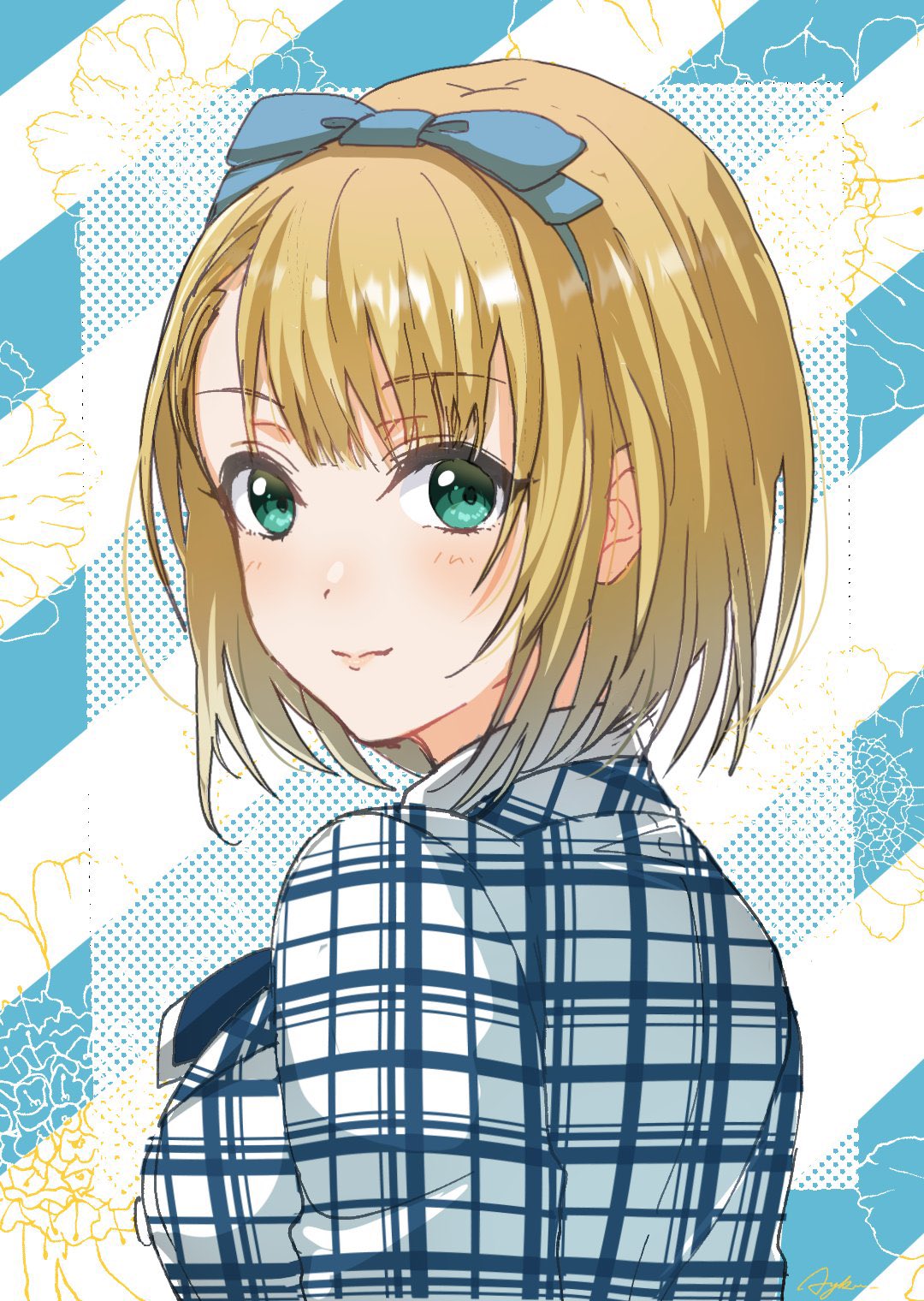 The Big ImageBoard (TBIB) - 1girl 22/7 asymmetrical bangs ayakura azuma blonde hair blue bow ...