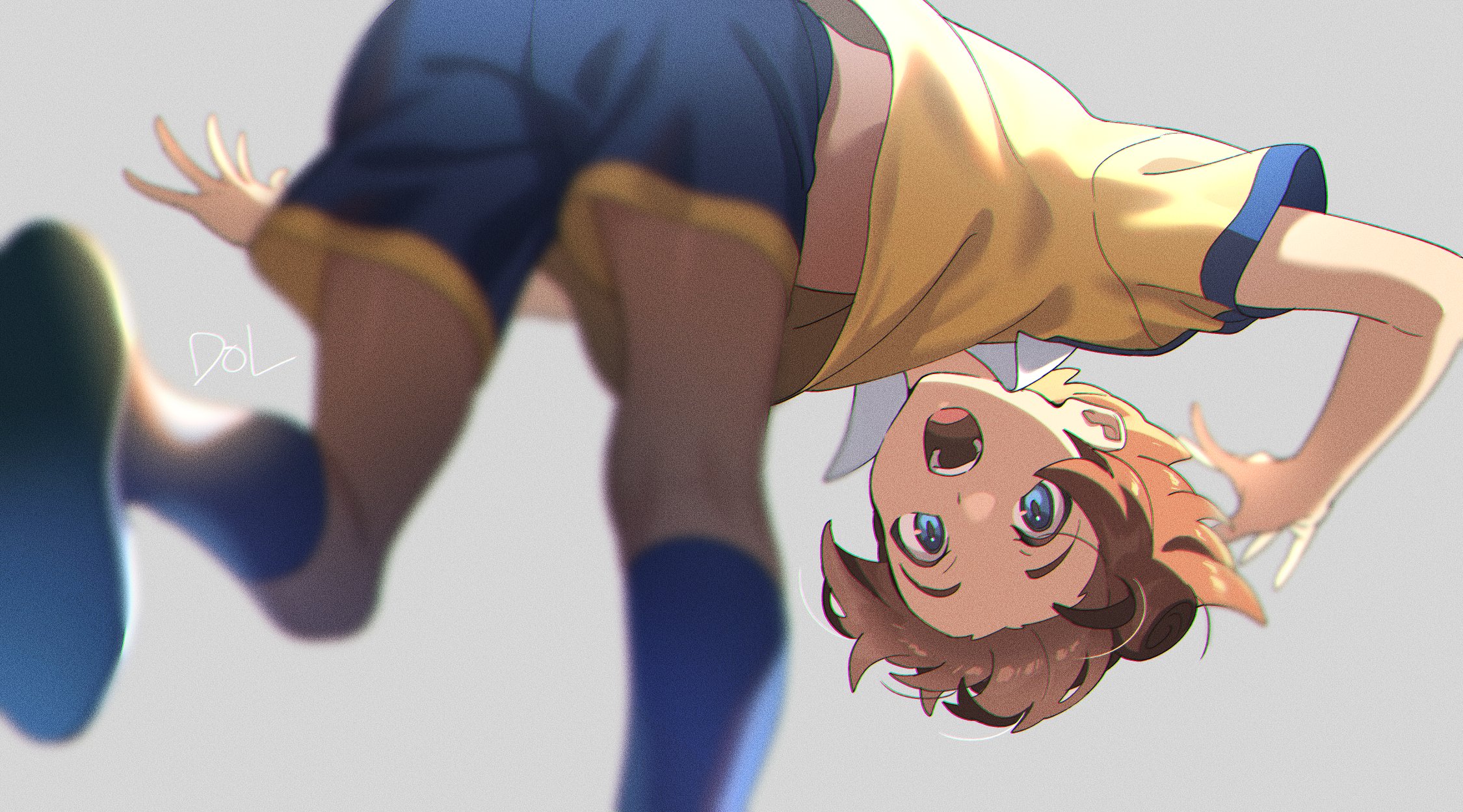 The Big ImageBoard (TBIB) - 1boy blue eyes blue shorts blue socks brown ...