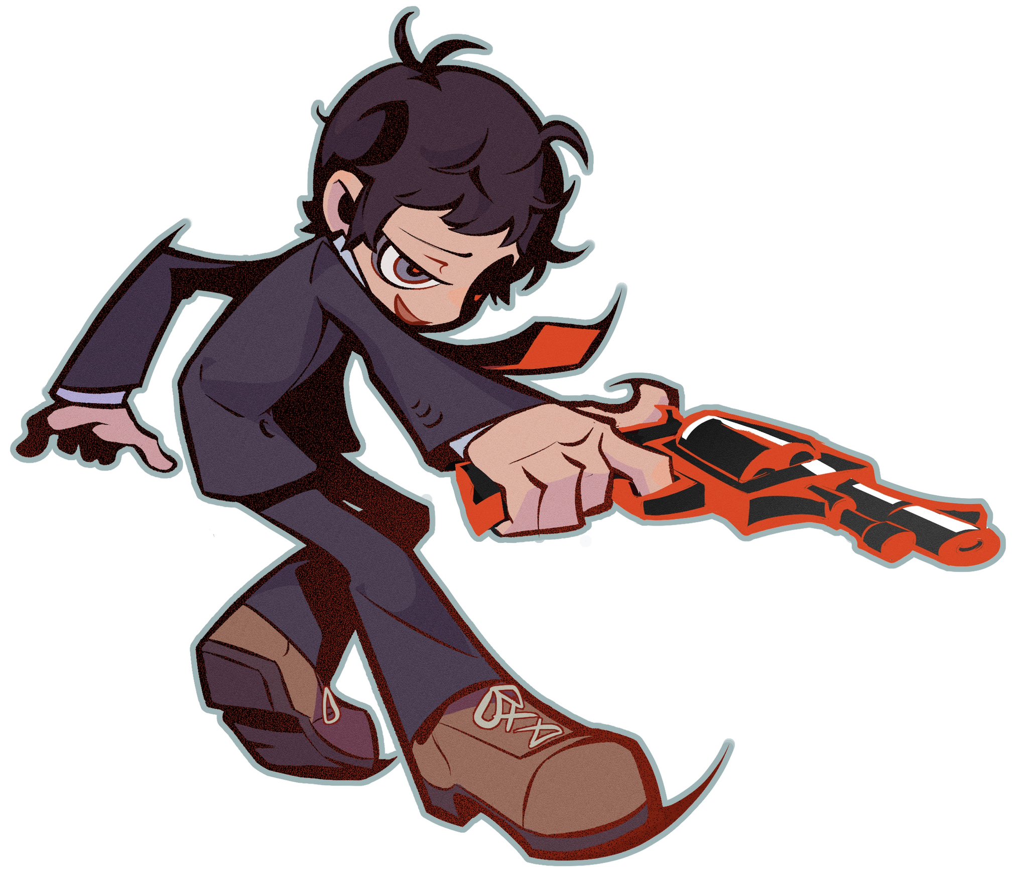 The Big ImageBoard (TBIB) - 1boy adachi tooru aiming black hair black ...