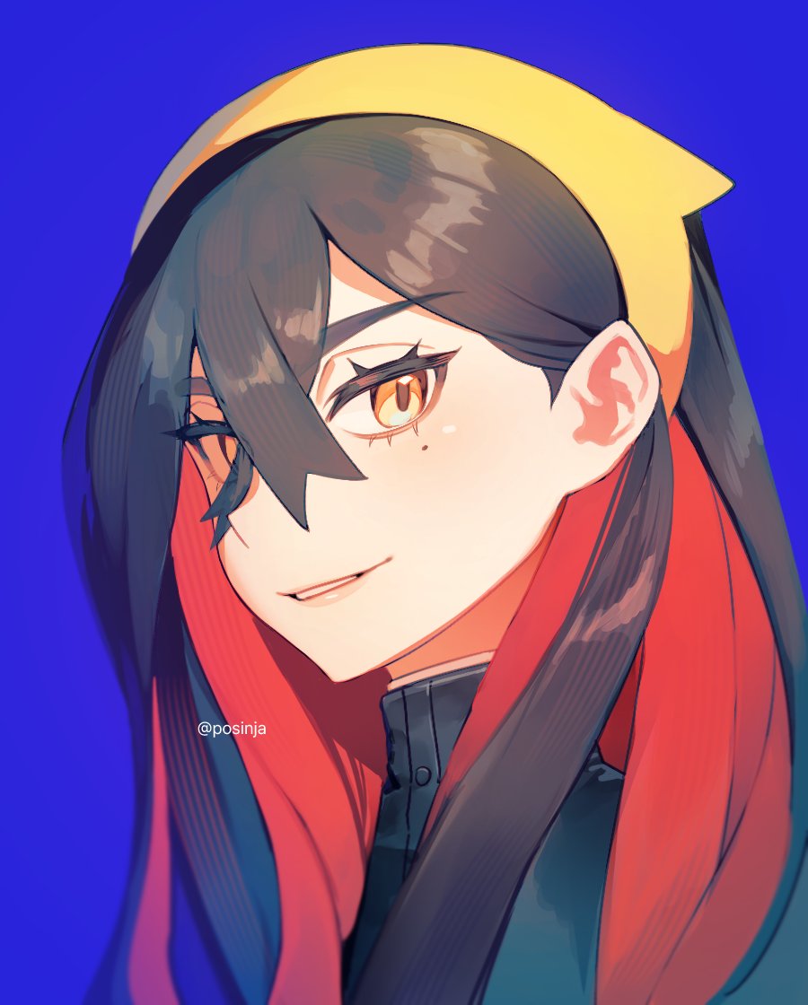 The Big ImageBoard (TBIB) - 1girl black hair blue background blue jacket carmine (pokemon ...