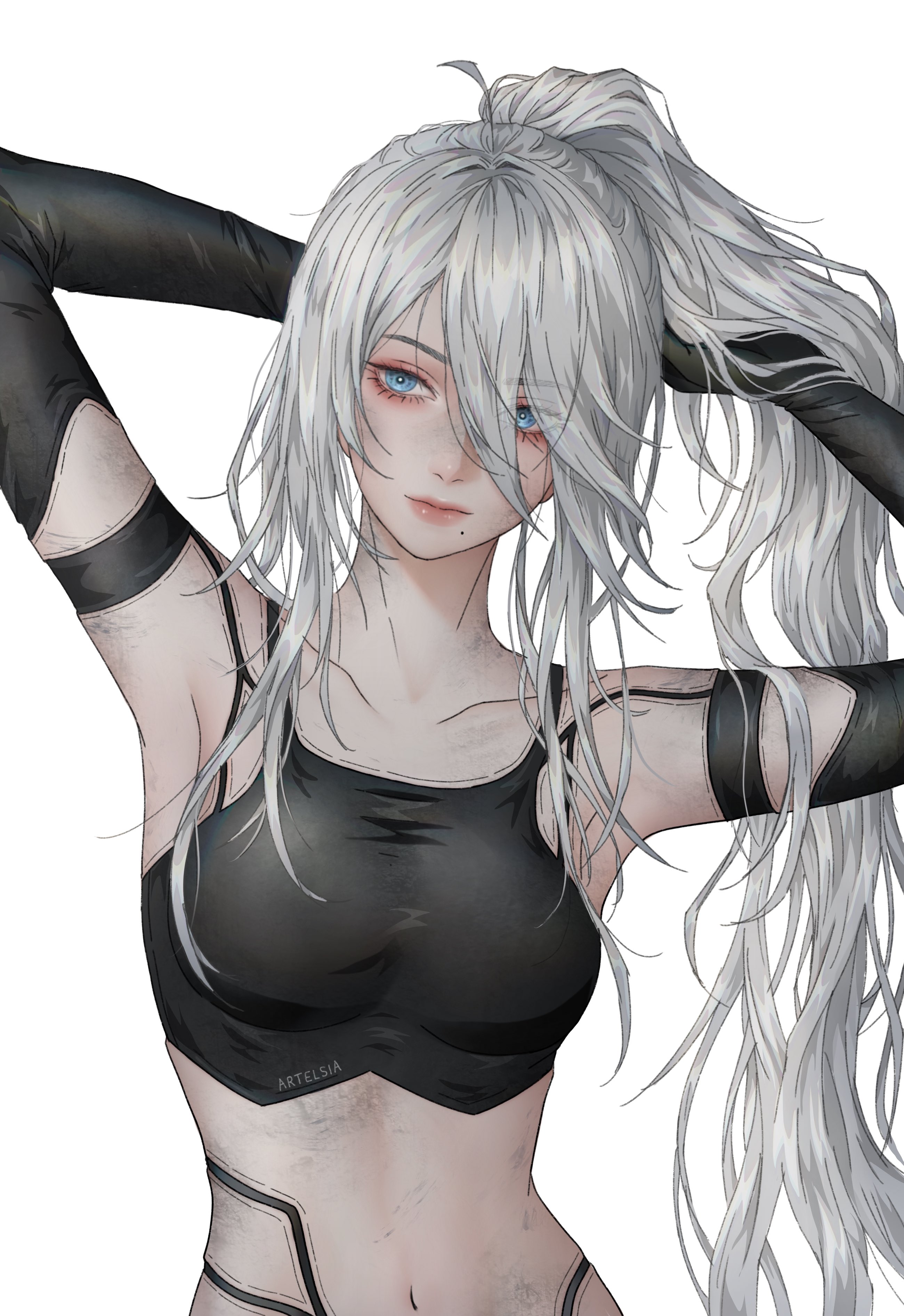 The Big ImageBoard (TBIB) - 1girl a2 (nier:automata) absurdres armlet arms up artelsia artist ...