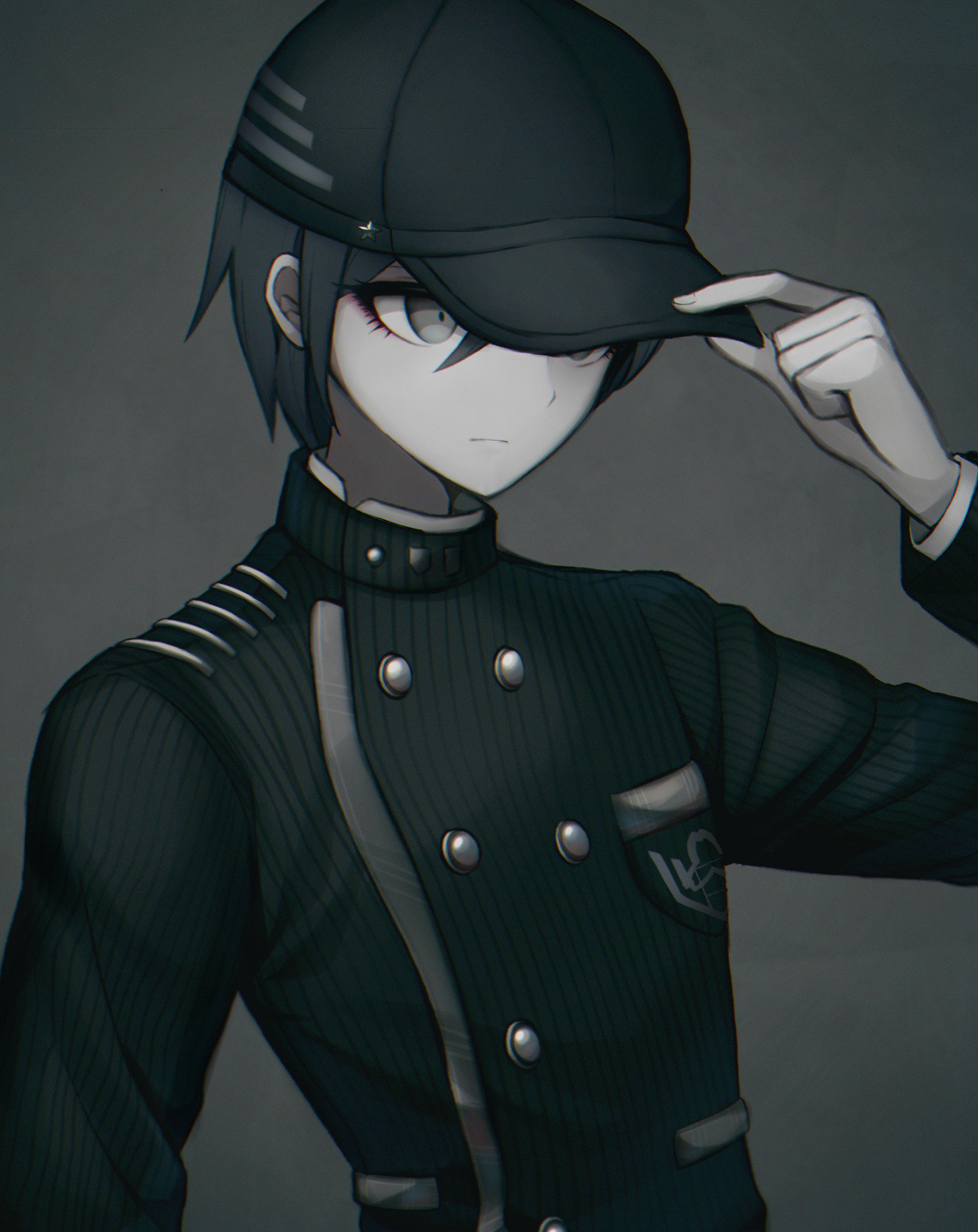 The Big ImageBoard (TBIB) - 1boy adjusting clothes adjusting headwear ...