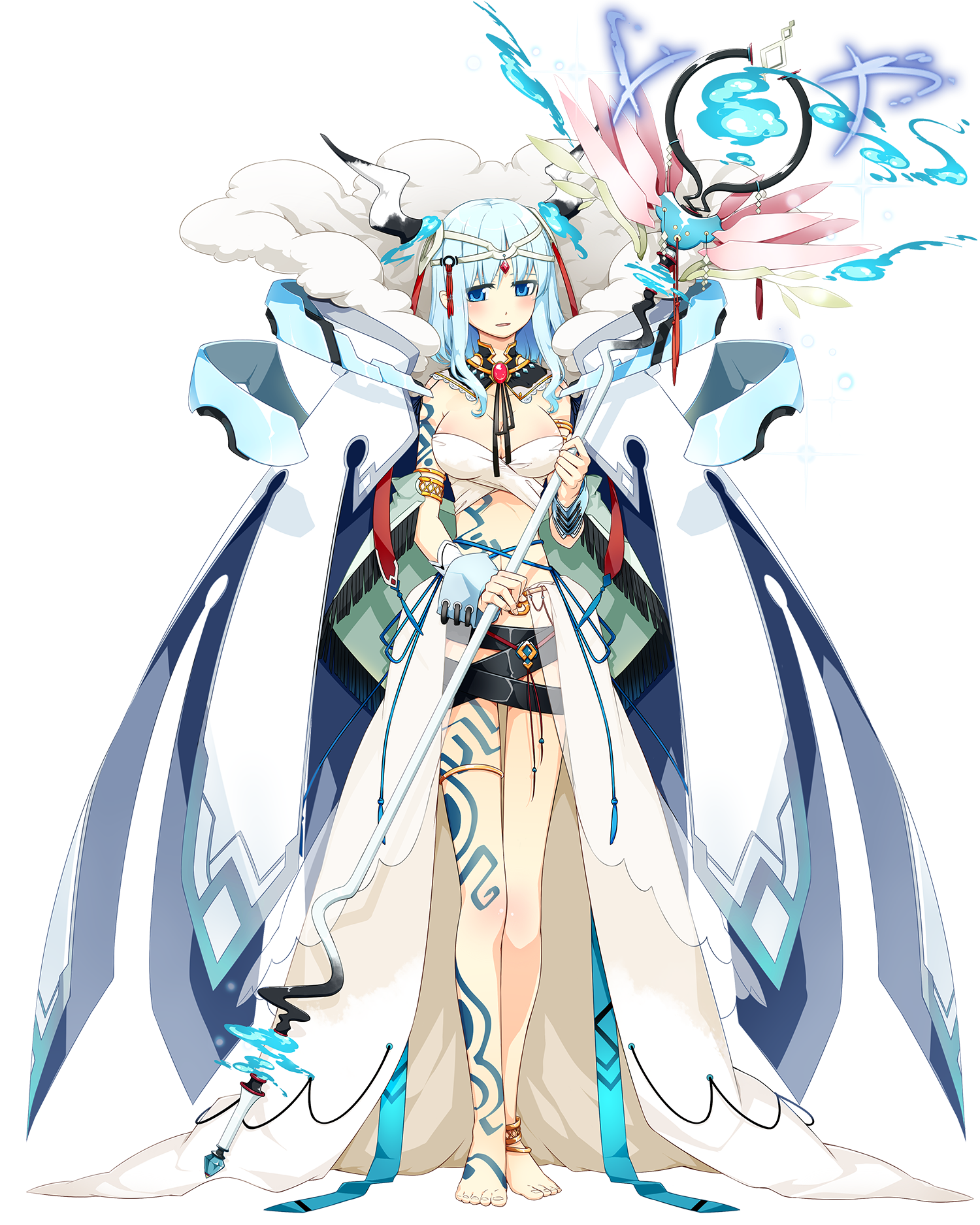 The Big Imageboard Tbib 1girl Anklet Barefoot Blue Eyes Blue Hair 7990