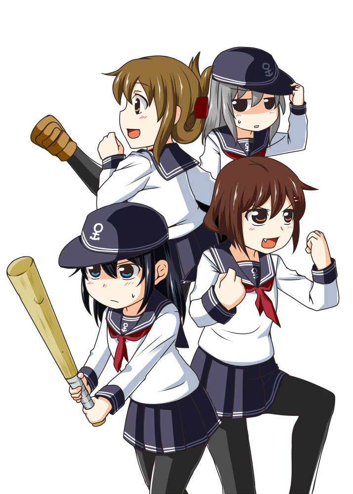 The Big ImageBoard (TBIB) - 4girls akatsuki (kancolle) baseball bat ...