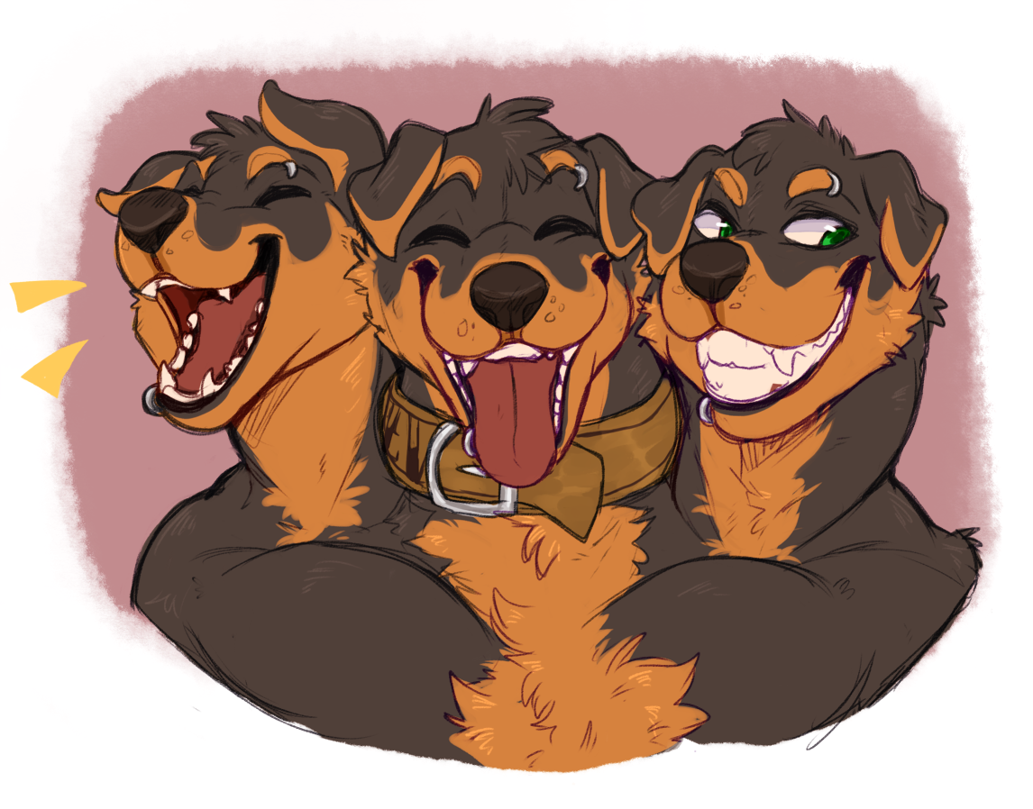 The Big ImageBoard (TBIB) - 2016 3 heads anthro bigmaster black fur black lips black nose border ...