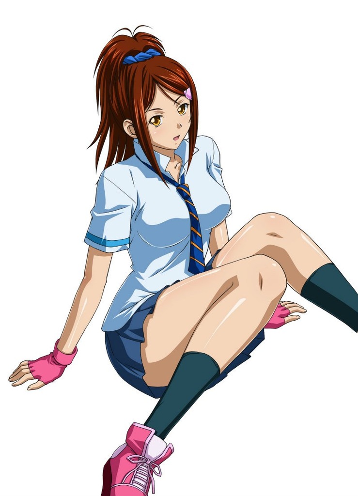 The Big ImageBoard (TBIB) - bachou mouki black legwear blue neckwear blue skirt brown eyes brown ...