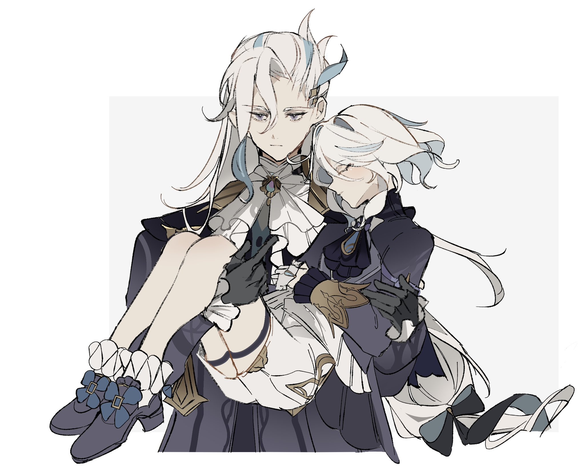 The Big ImageBoard (TBIB) - 1boy 1girl ascot black ascot black footwear black gloves blue ascot ...