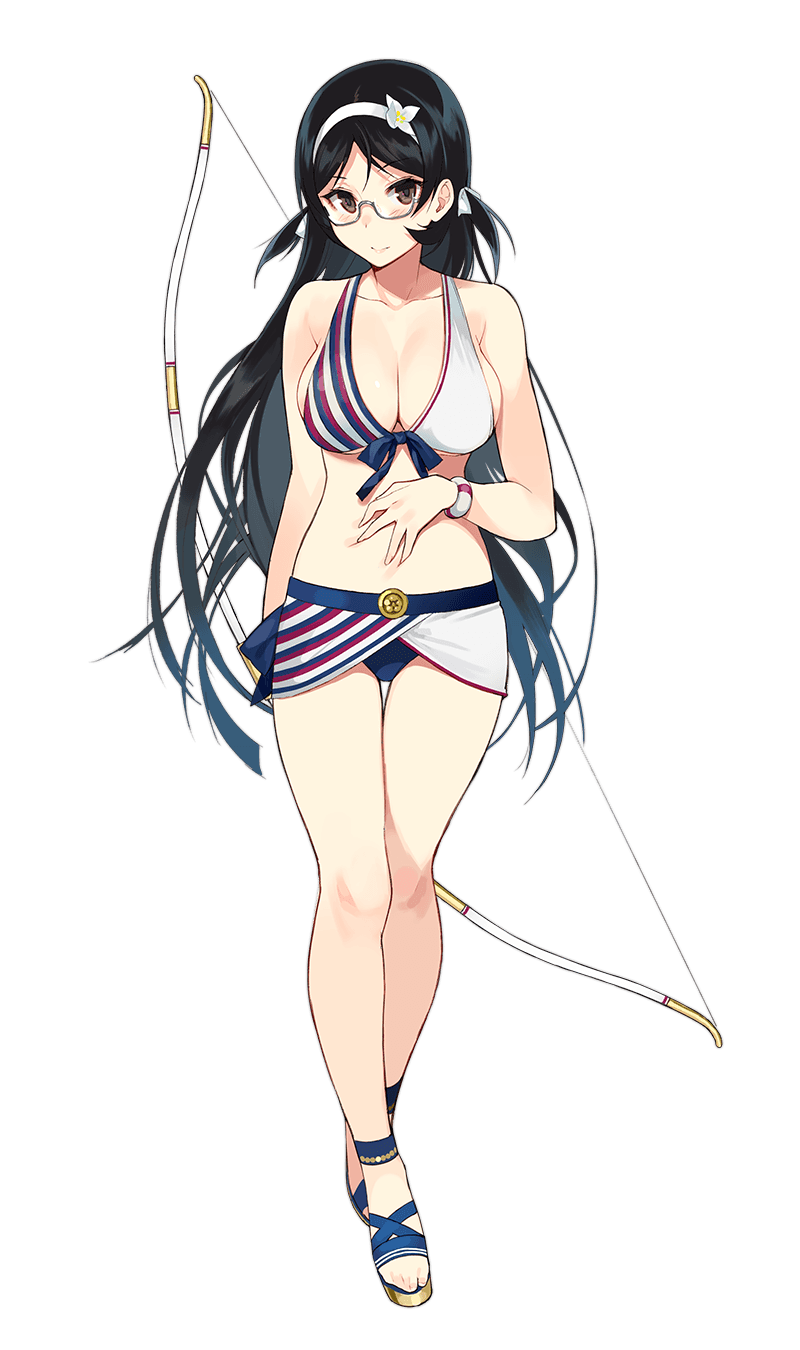 The Big ImageBoard (TBIB) - bikini black hair bow (weapon) breasts brown eyes cleavage covered ...