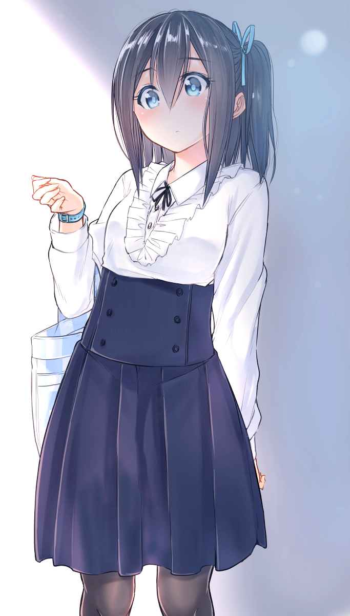 The Big ImageBoard (TBIB) - bag bangs black hair black legwear black ribbon blue ribbon blue ...