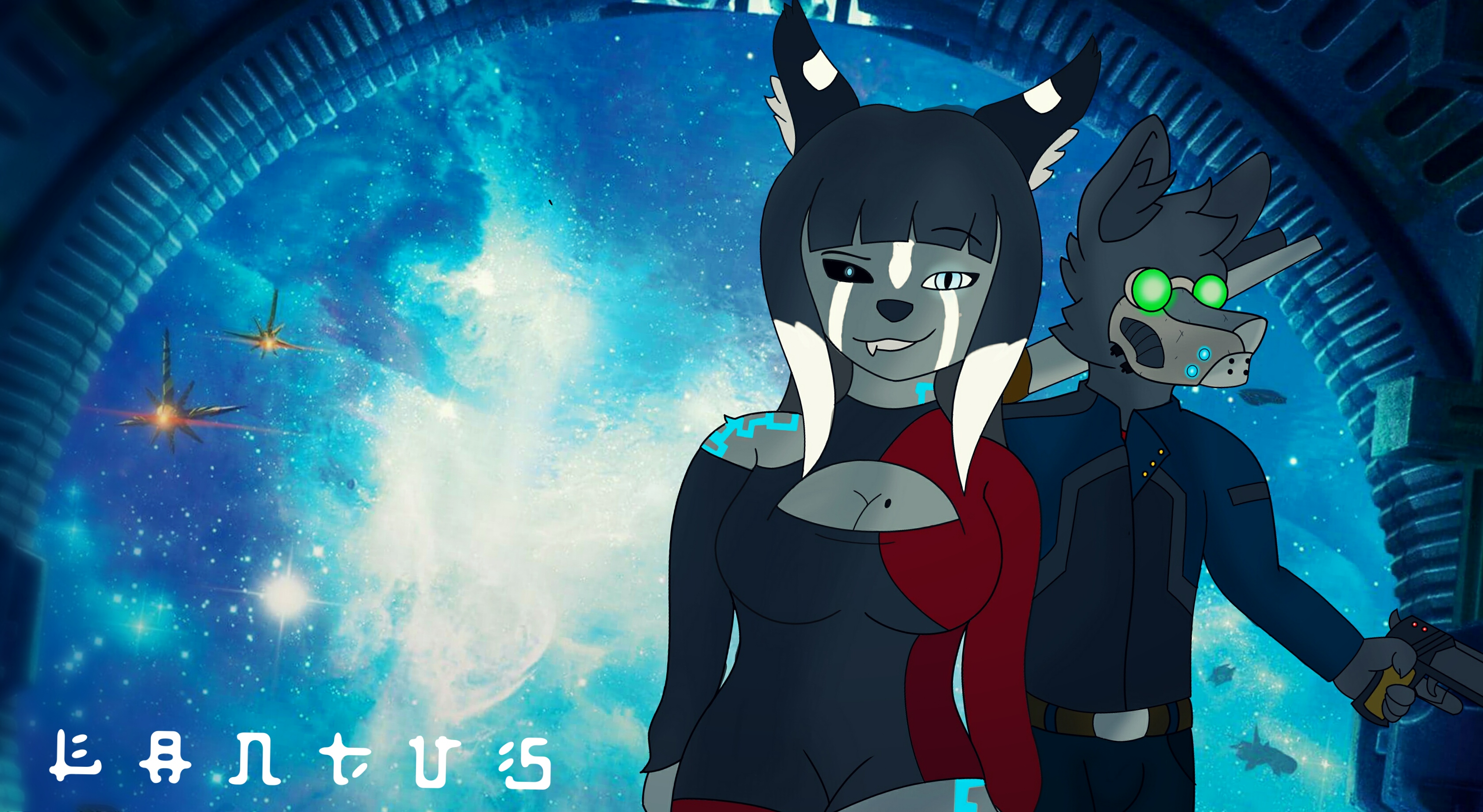 The Big ImageBoard (TBIB) - absurd res anthro blue eyes canid canine canis duo eyewear felid ...