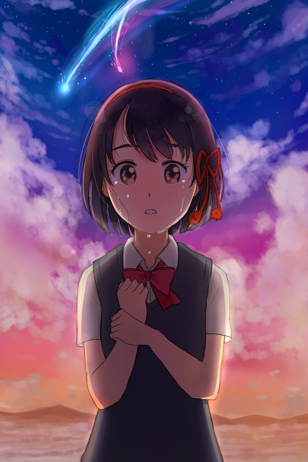 The Big ImageBoard (TBIB) - 1girl bad id bad pixiv id brown eyes cloud ...