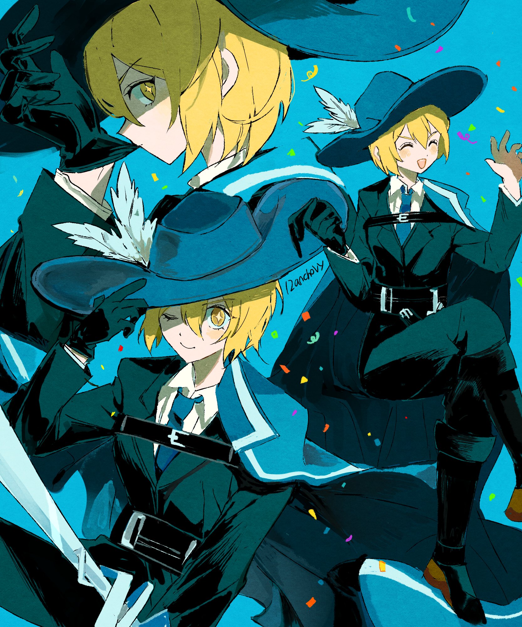 The Big ImageBoard (TBIB) - 12anchovy 1girl black footwear black gloves black pants blonde hair ...