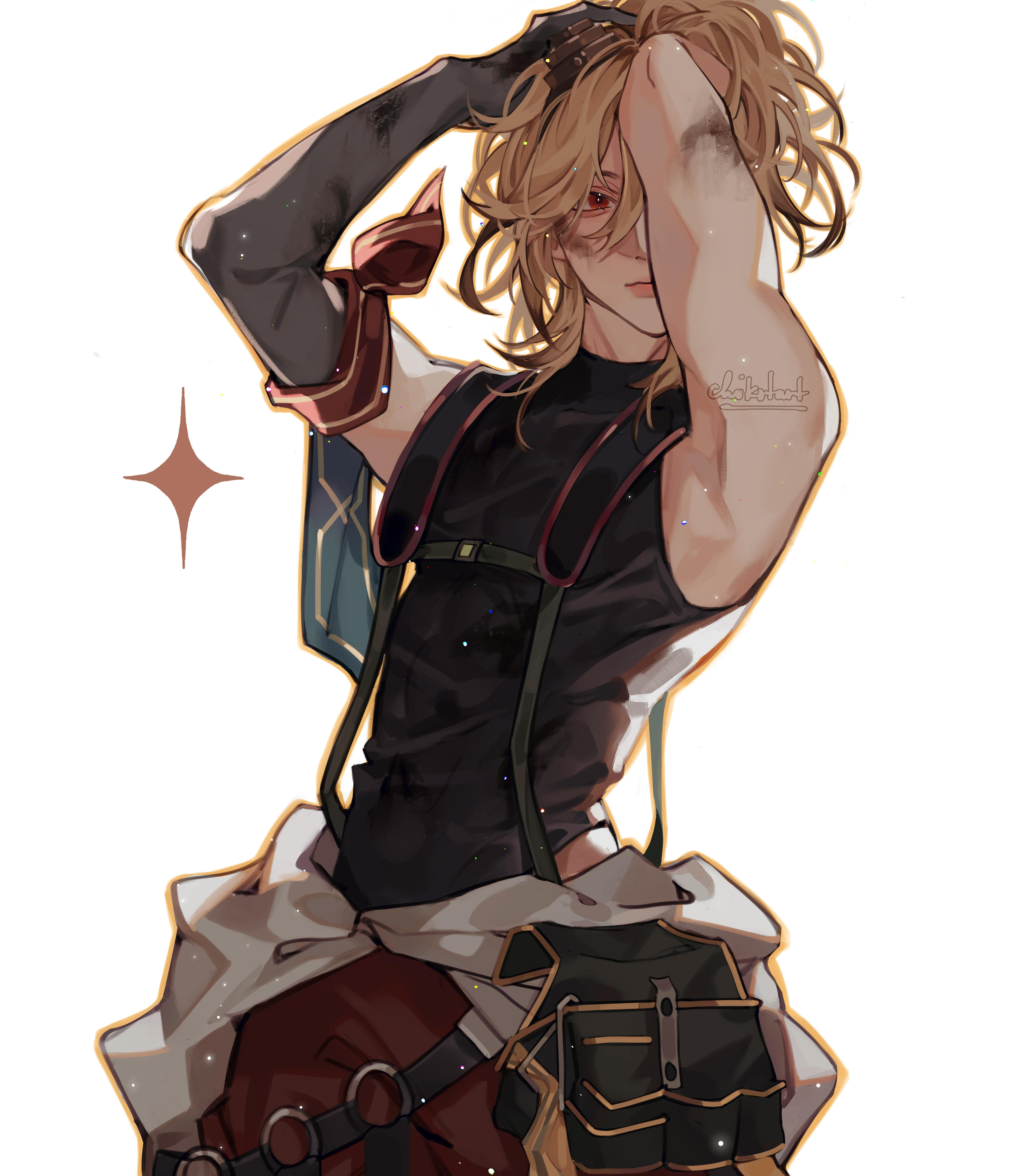 The Big ImageBoard (TBIB) - 1boy absurdres alternate costume armband bishounen black shirt ...