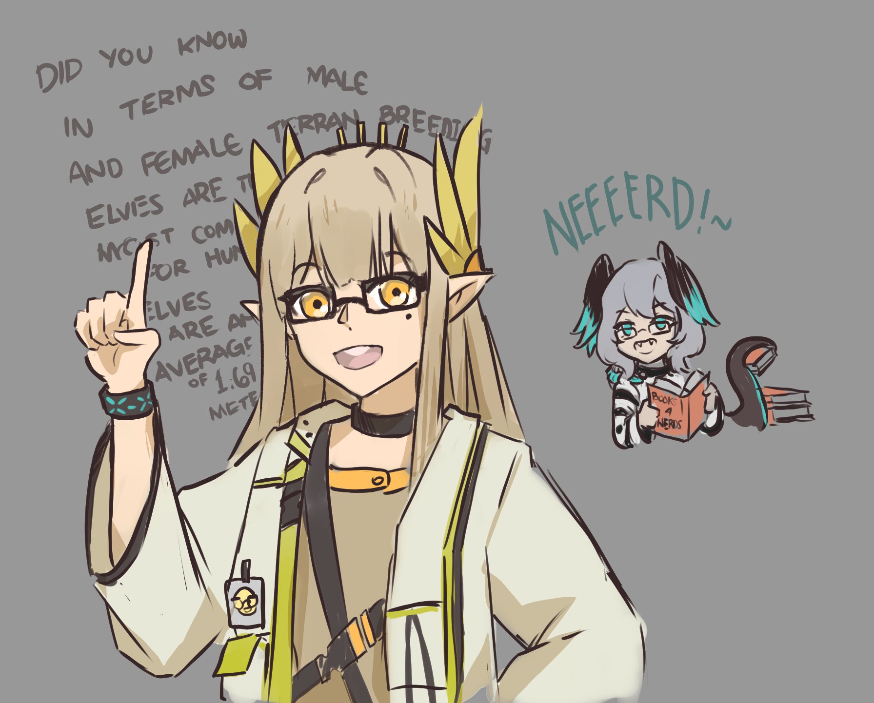 The Big ImageBoard (TBIB) - 2girls arknights astrograph21 bespectacled black-framed eyewear blue ...