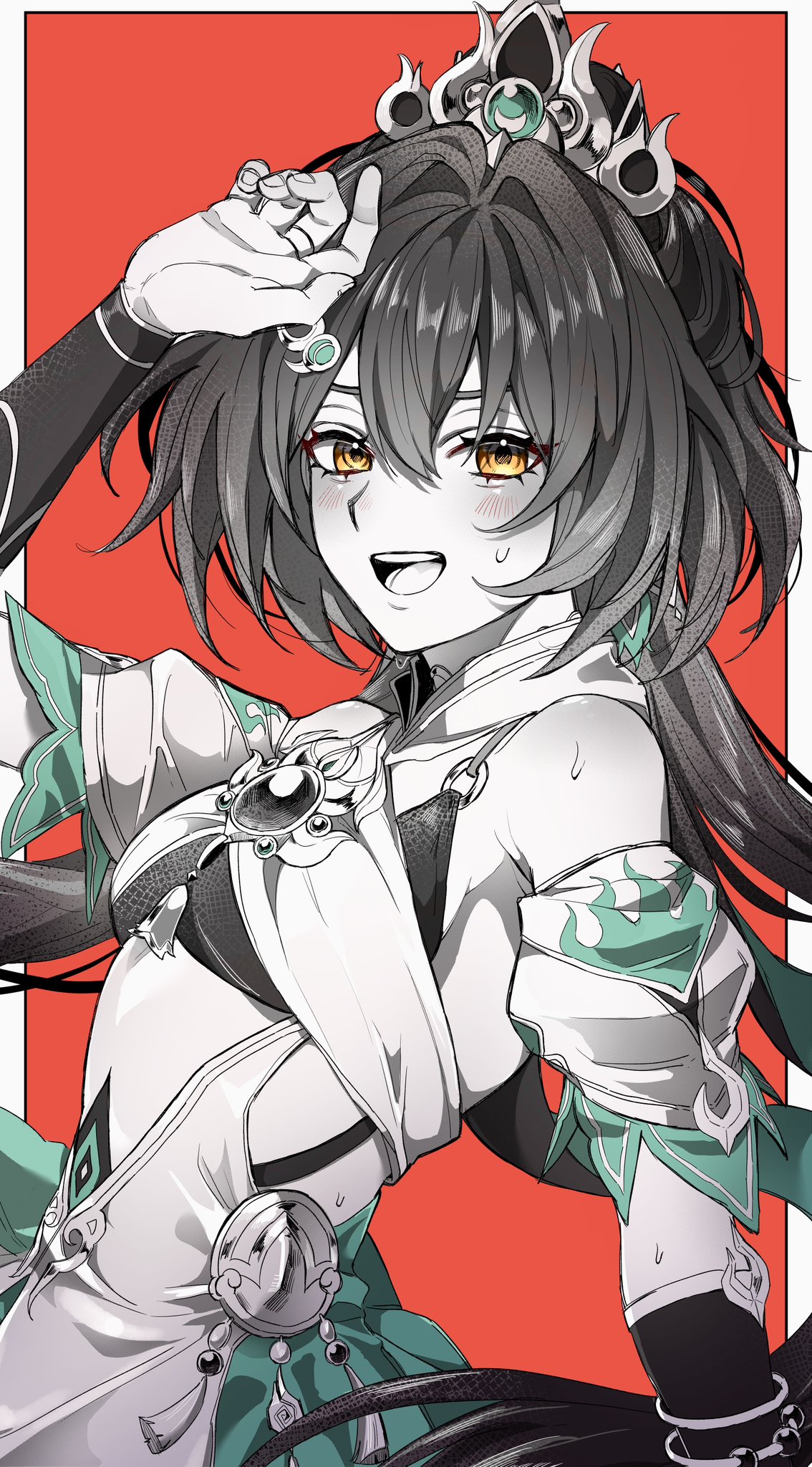 The Big ImageBoard (TBIB) - 1girl ba nnnn bare shoulders black hair border commentary request ...