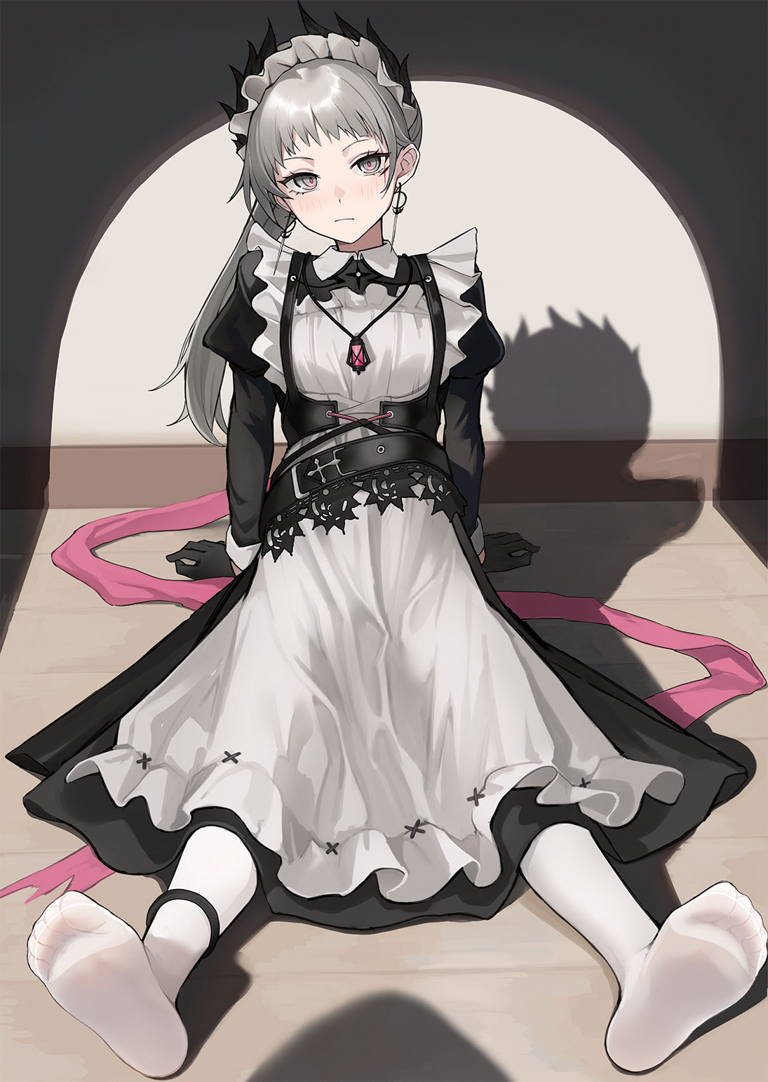 The Big ImageBoard (TBIB) - 1girl apron arknights beruko14 black dress black gloves closed mouth ...