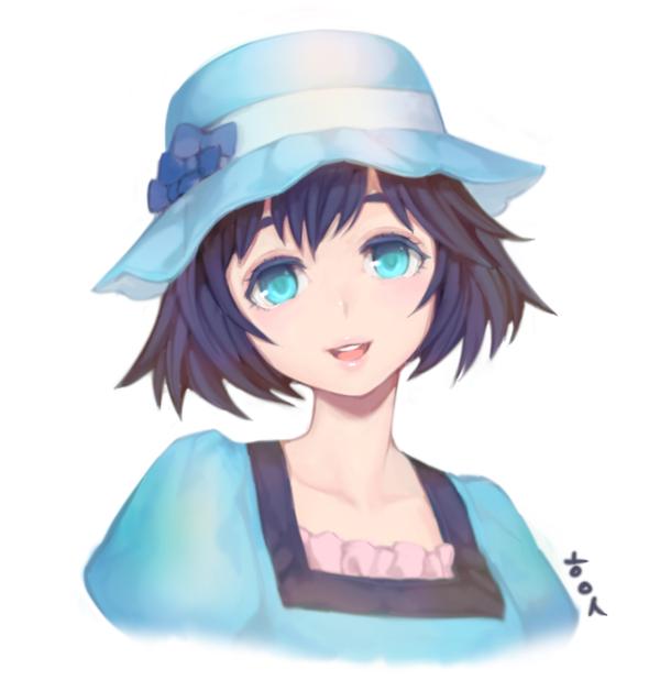 The Big ImageBoard (TBIB) - 1girl aqua eyes black hair bow collarbone ...