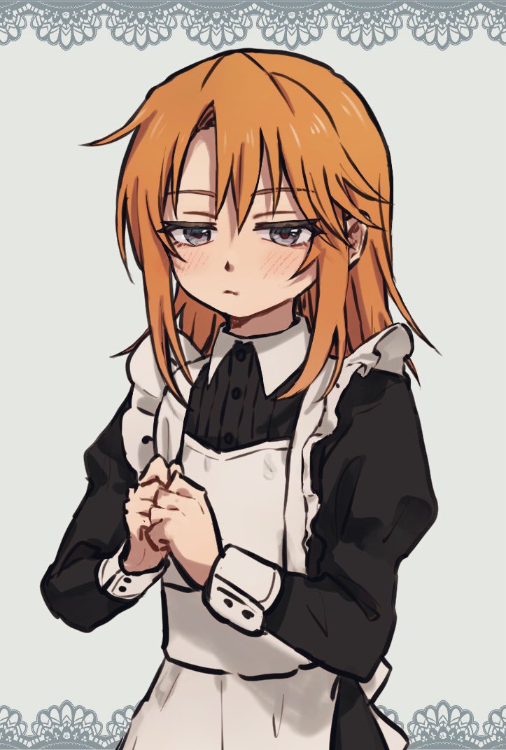 The Big ImageBoard (TBIB) - 1girl apron black dress blush closed mouth collared dress commentary ...