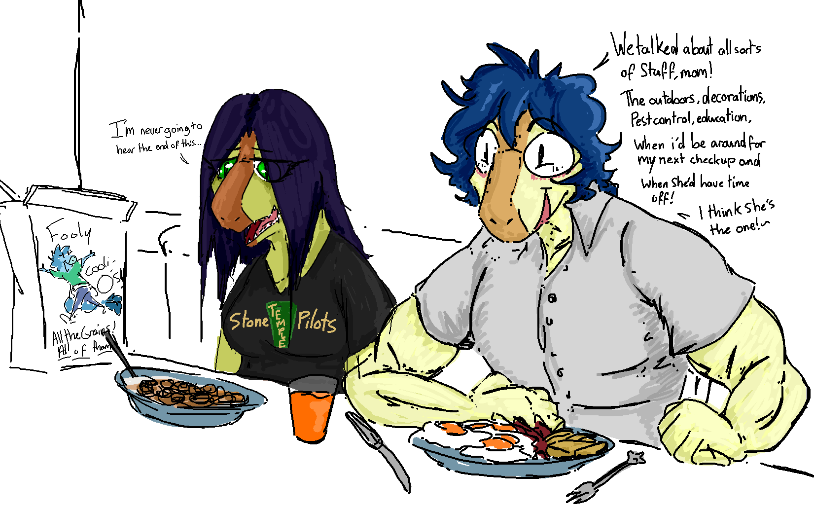 The Big ImageBoard (TBIB) - bacon beverage blue hair blush breasts ...