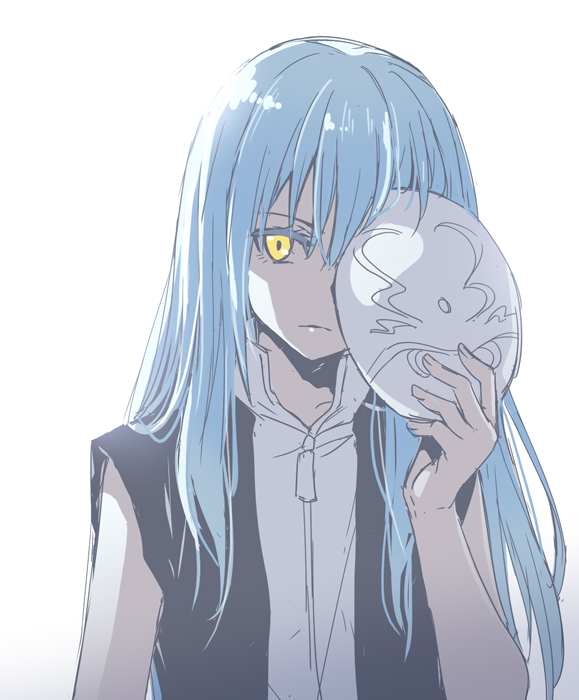 The Big ImageBoard (TBIB) - 1other blue hair jacket long hair mask ...