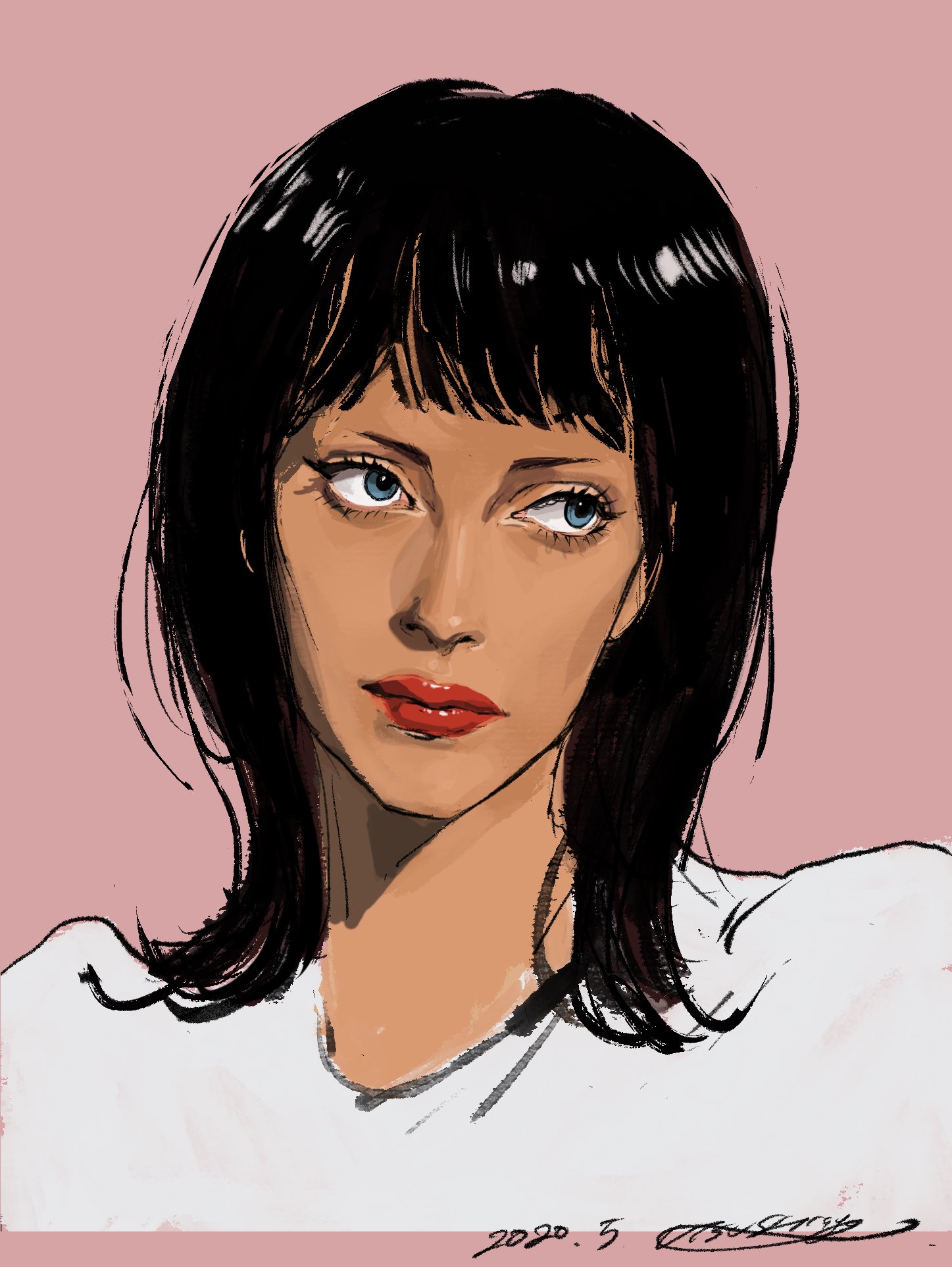 The Big ImageBoard (TBIB) - 1girl black hair blue eyes blunt bangs close-up closed mouth ...