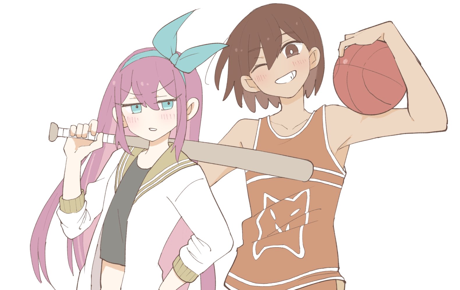 The Big ImageBoard (TBIB) - 1boy 1girl aubrey (faraway) (omori) aubrey (omori) ball baseball bat ...