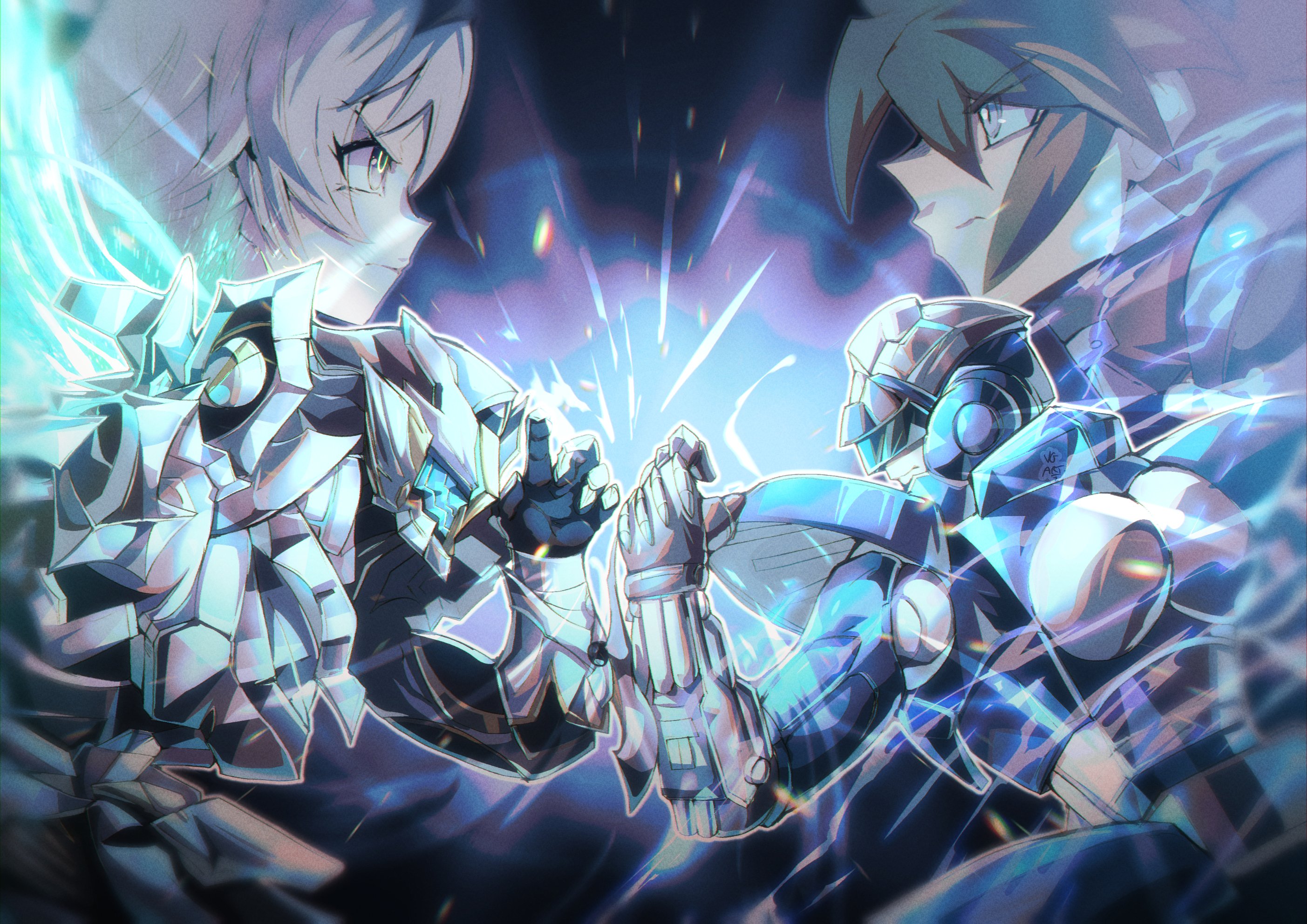 The Big ImageBoard (TBIB) - 1boy 1girl armor assault visor battle blue ...
