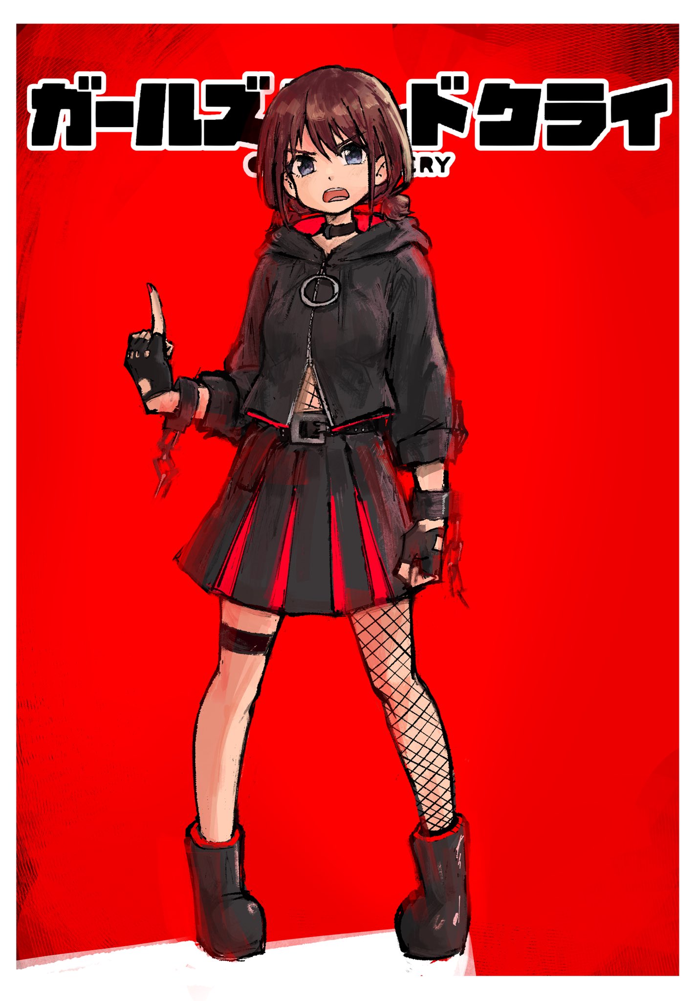 The Big ImageBoard (TBIB) - 1girl belt black choker black footwear black gloves black jacket ...