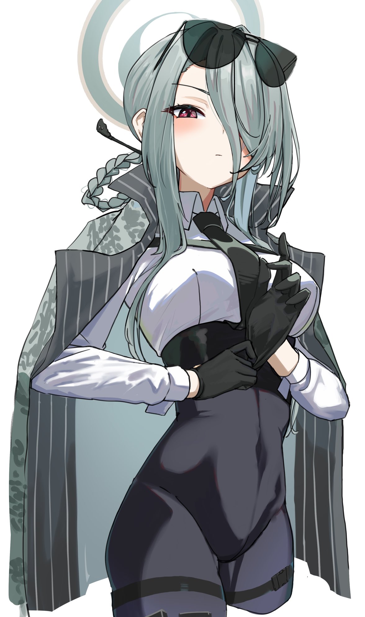 The Big ImageBoard (TBIB) - 1girl black bodysuit black gloves black necktie blue archive blush ...