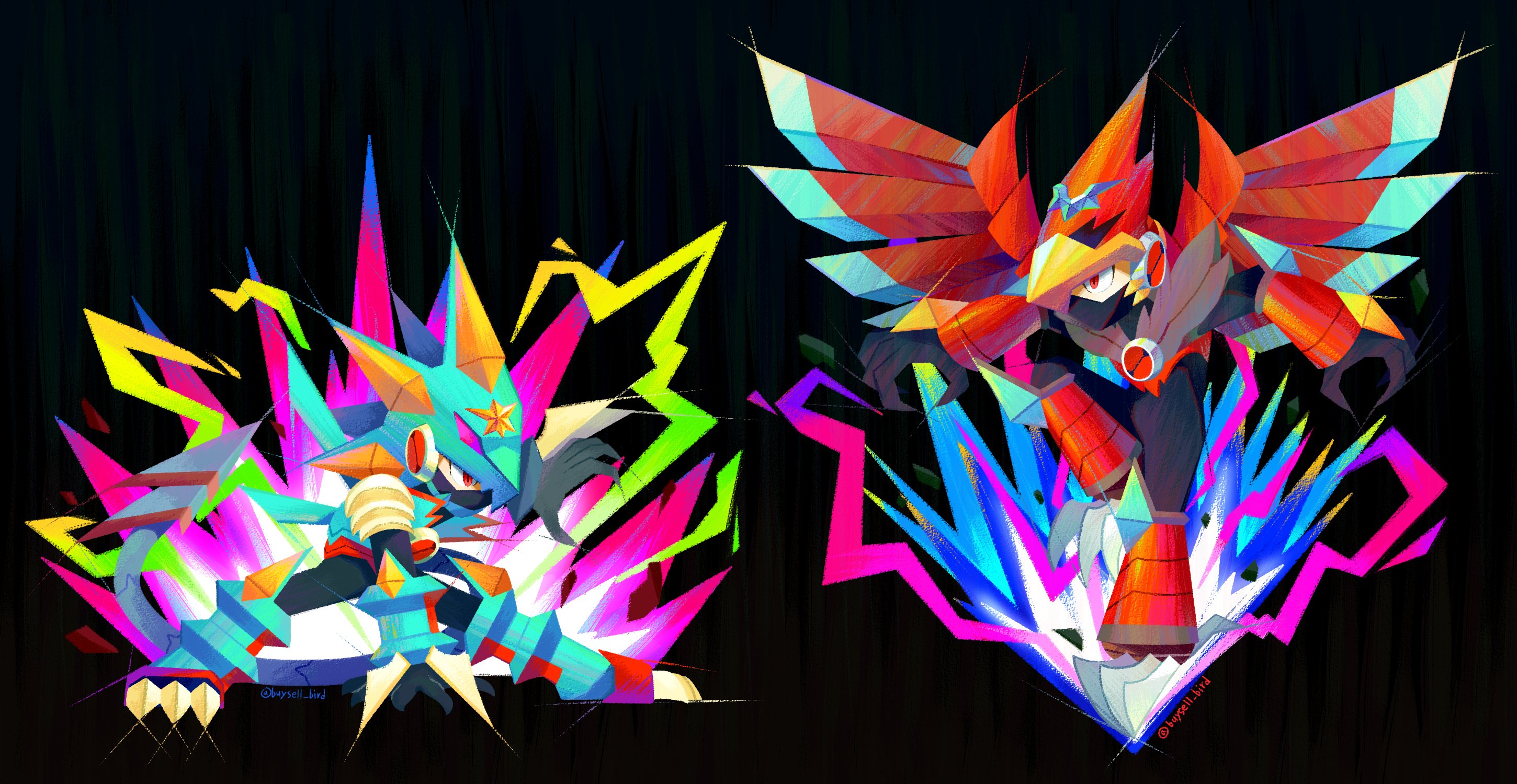 The Big ImageBoard (TBIB) - 2boys armor aura beak black bodysuit ...